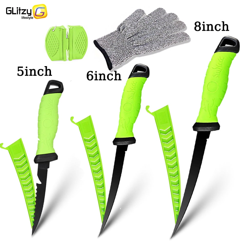 Fillet Knife with Sheath and Knife Sharpener,Stainless Steel Scraping ...