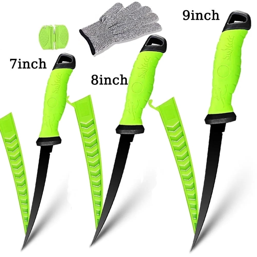 Fillet Knife with Sheath and Knife Sharpener,Stainless Steel Scraping ...