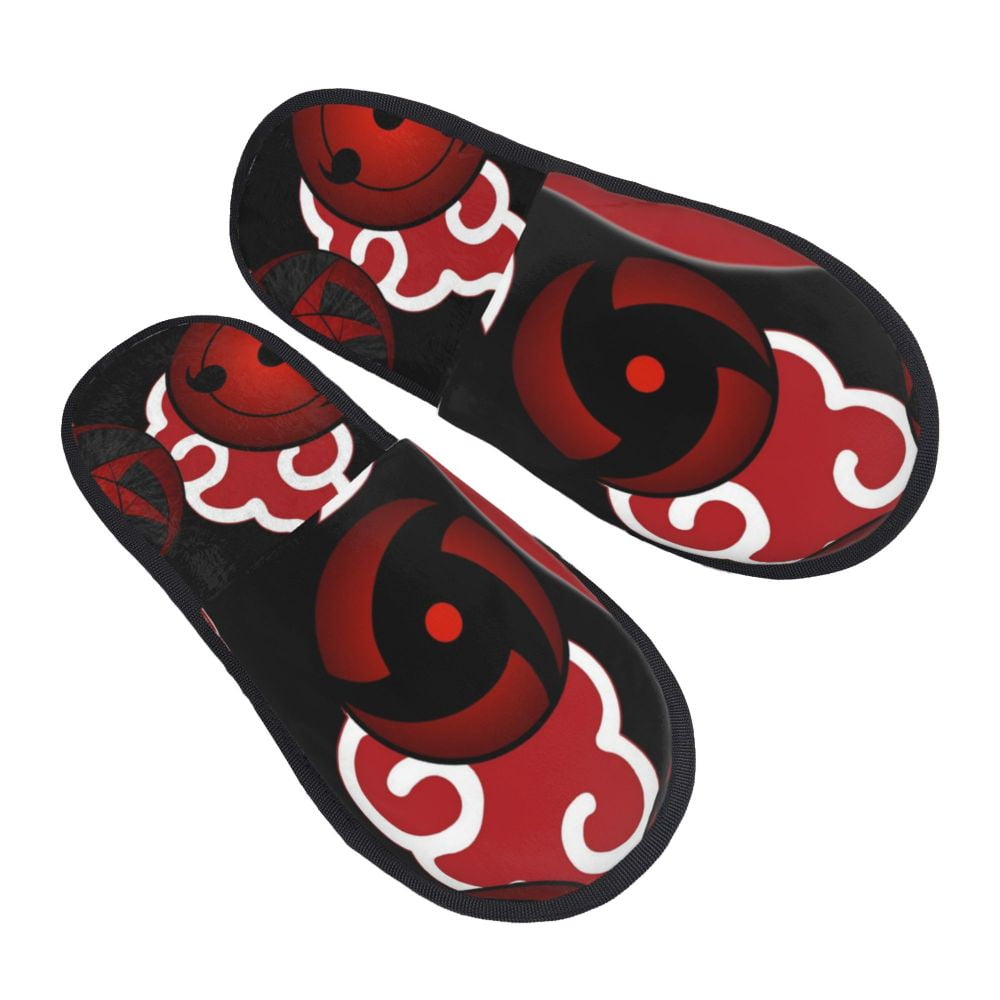 Akatsuki Red Cloud Mens Clog Furry Slippers Indoor House Shoes ...