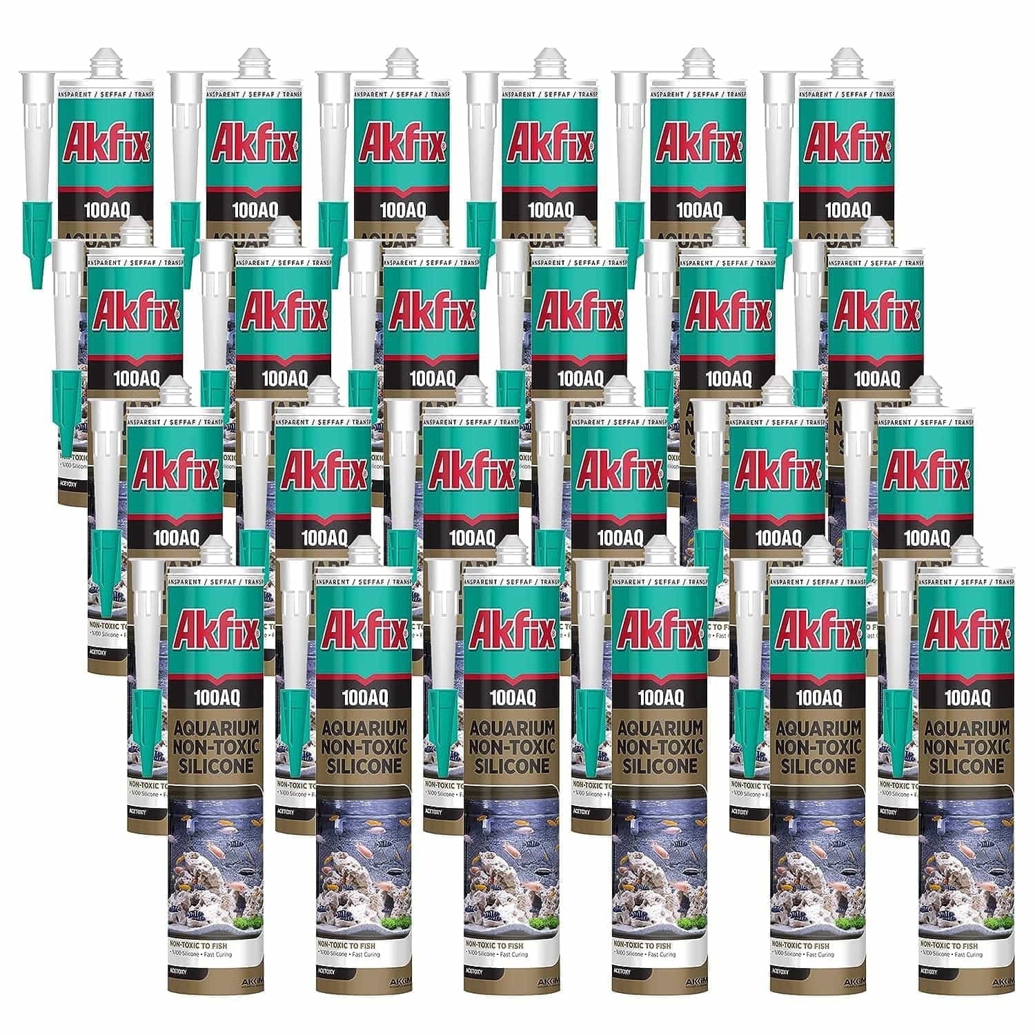 Akfix 100AQ Aquarium Silicone Sealant 10.1 fl oz-Clear-24 Pack ...