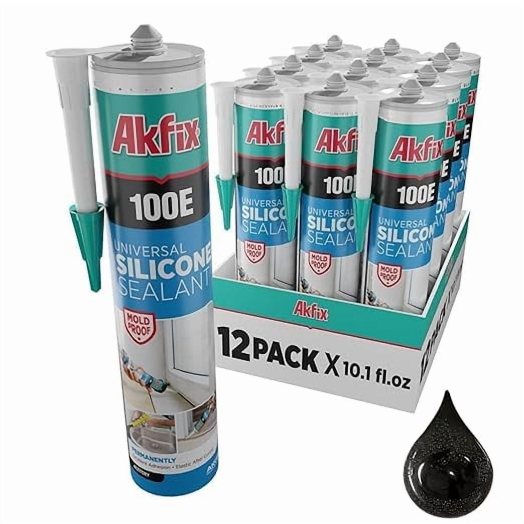 Akfix 100E Universal Silicone Sealant 10.1 fl oz-Black-12 Pack ...