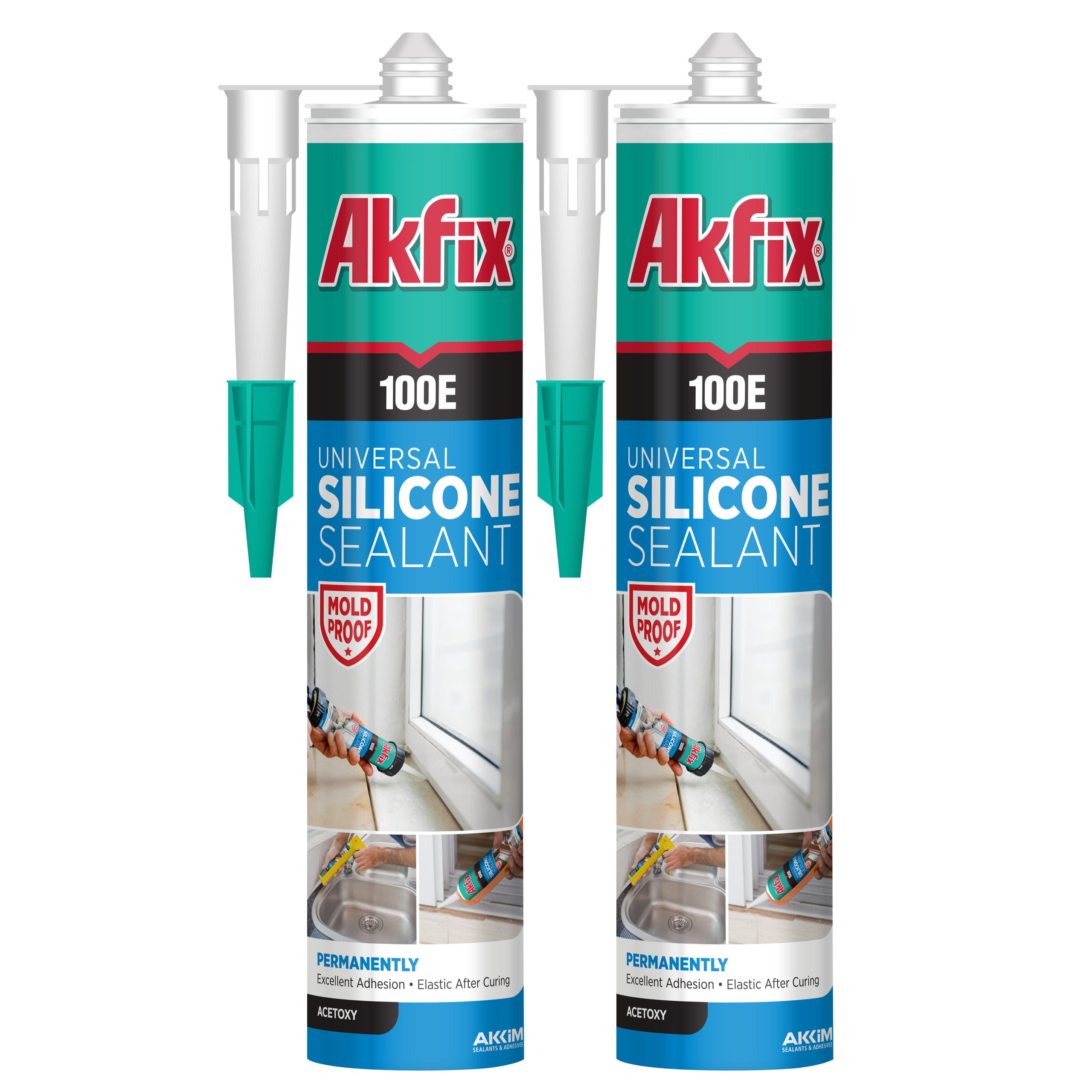 Akfix 100E Universal Silicone Sealant 10.1 fl oz-Translucent-2 Pack - Walmart.com