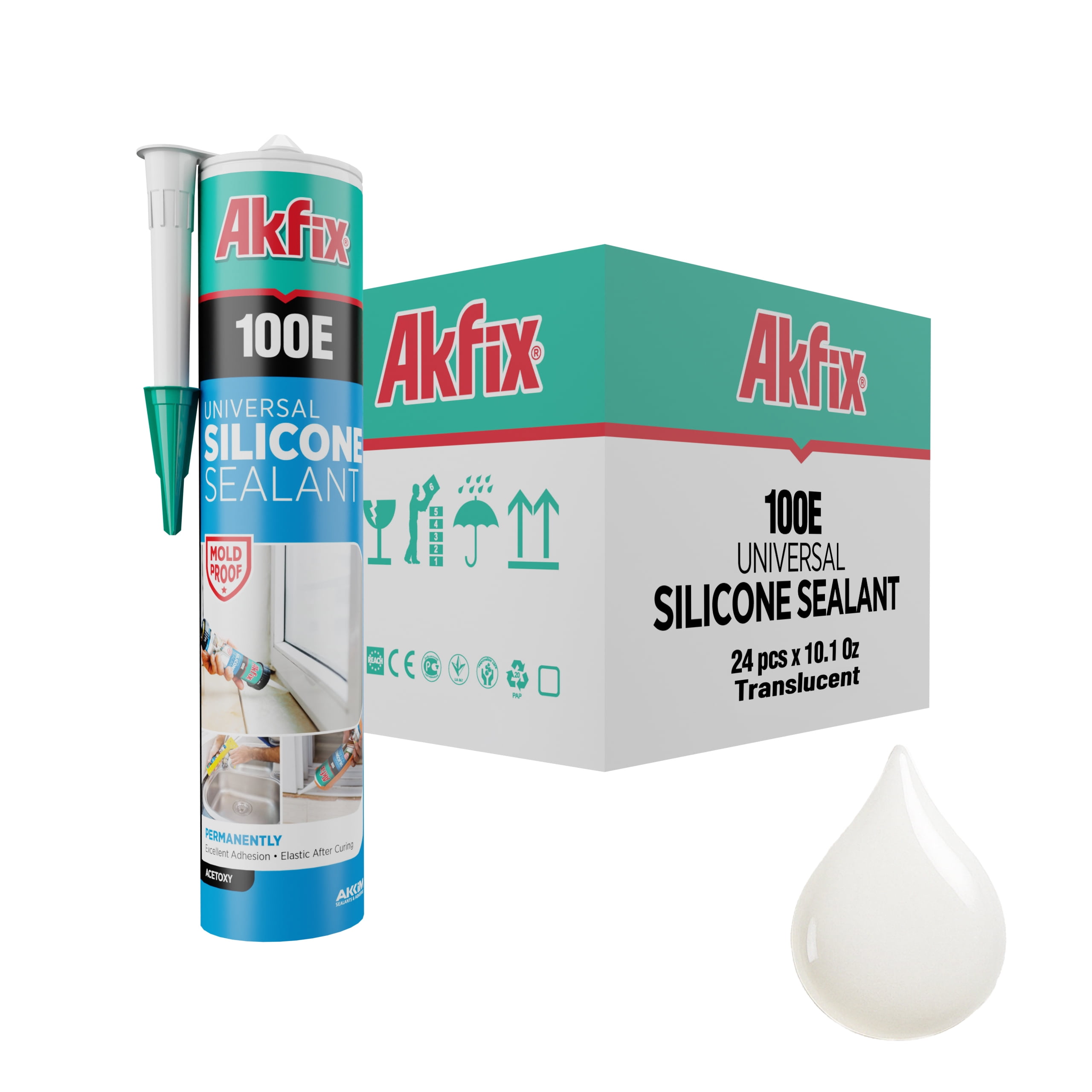 Akfix 100E Universal Silicone Sealant 10.1 fl oz-Translucent-24 Pack - Walmart.com