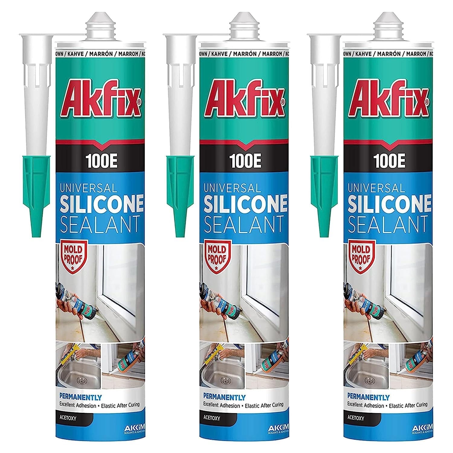 Akfix 100E Universal Silicone Sealant 10.1 fl oz-Translucent-3 Pack - Walmart.com
