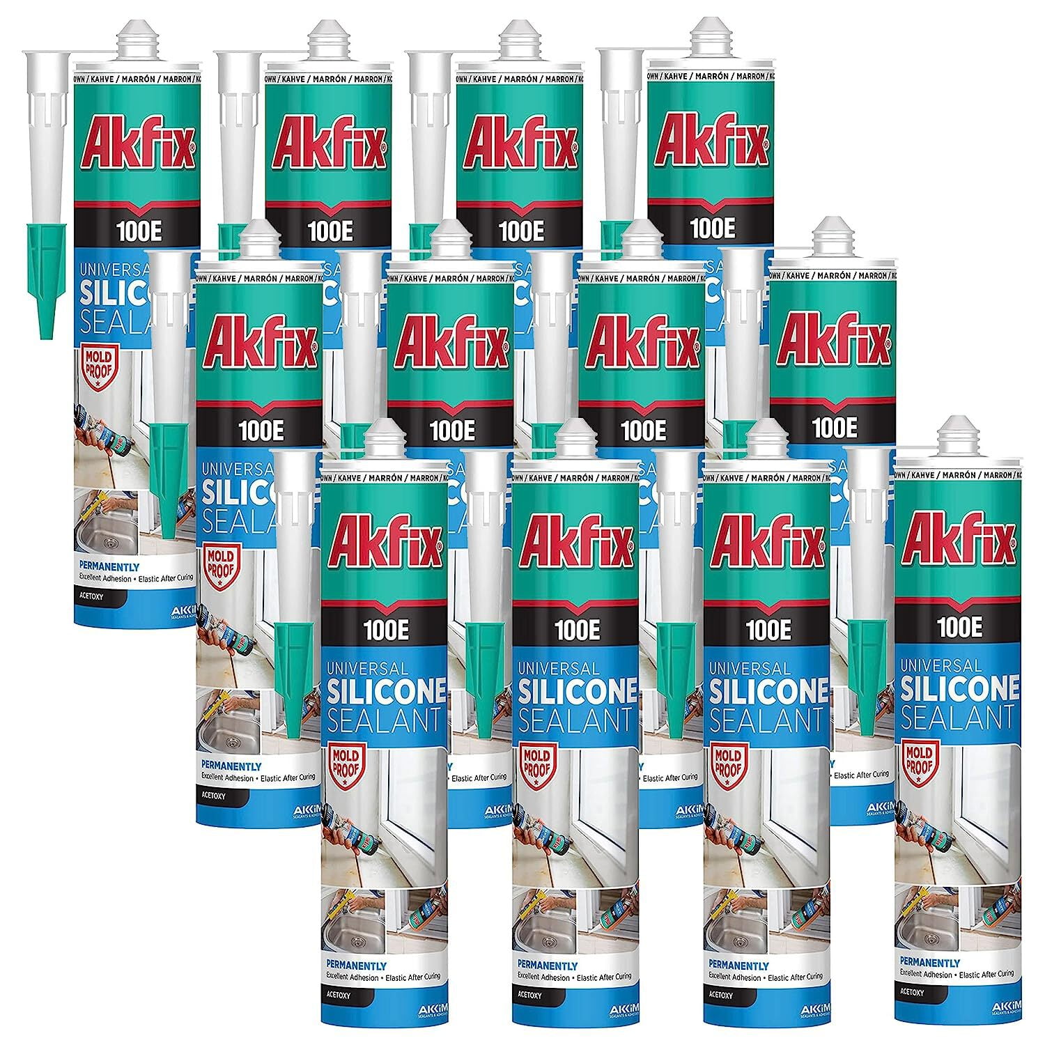 Akfix 100E Universal Silicone Sealant 10.1 fl oz-White-12 Pack - Walmart.com