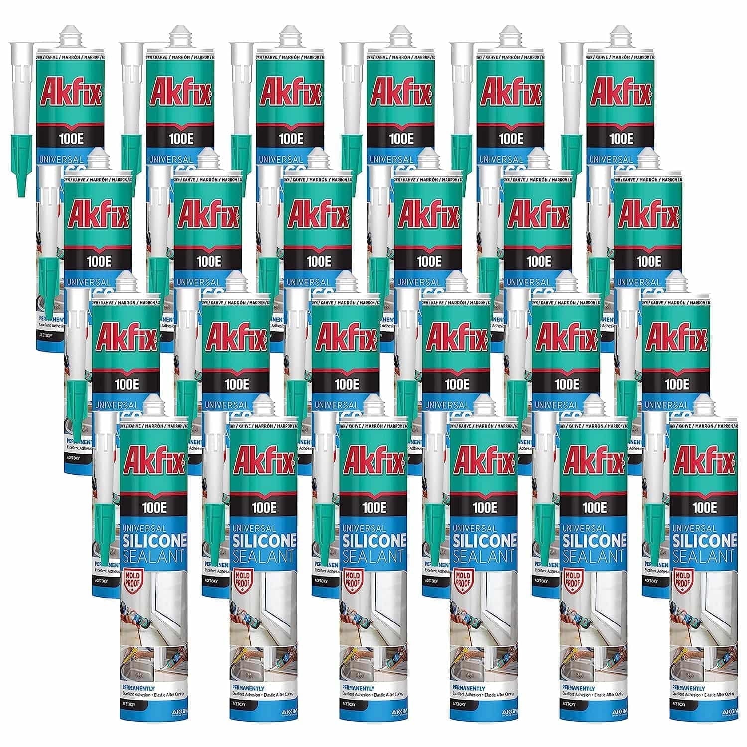 Akfix 100E Universal Silicone Sealant 10.1 fl oz-White-24 Pack ...