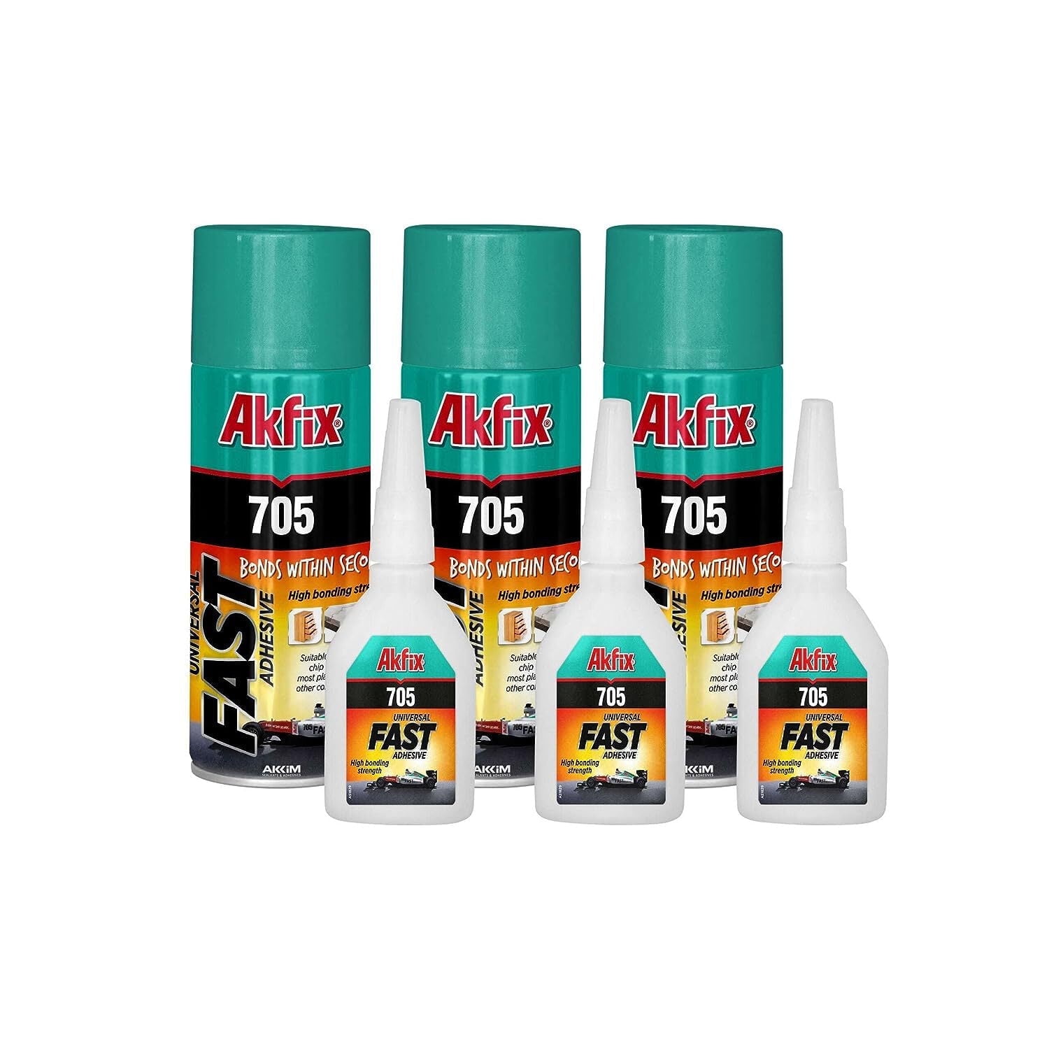 Akfix 705 Superfast Adhesive with Spray Activator-(0.88oz+3.88oz)-3 Pack - Walmart.com