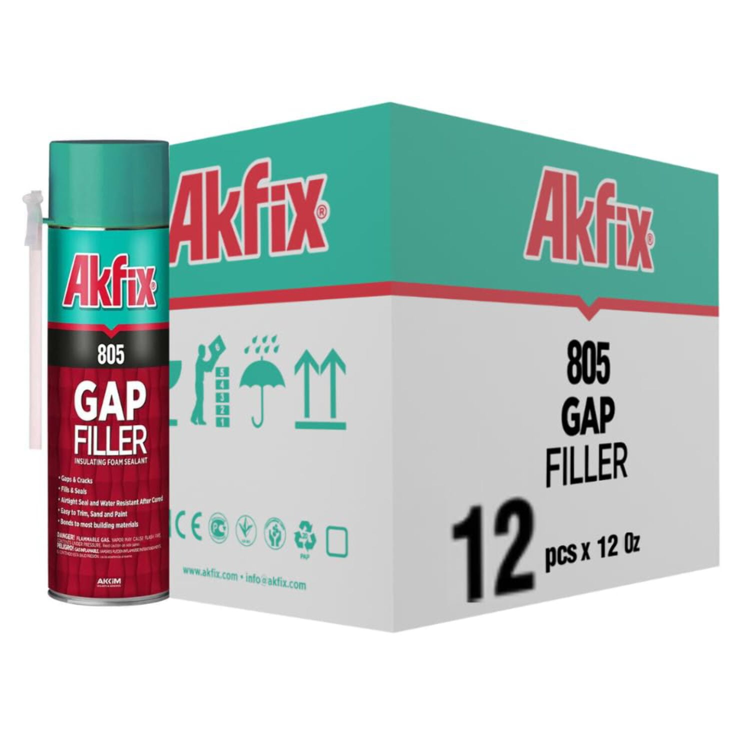 Akfix 805 Gaps & Cracks Insulating Foam, Window and Door, 12 oz, Straw ...