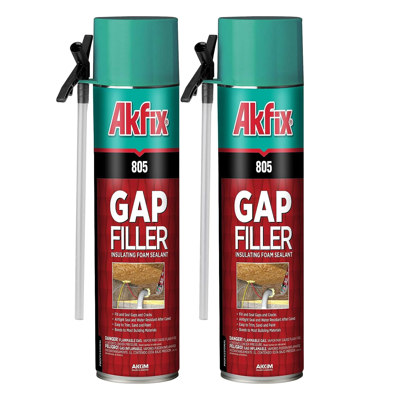 Akfix 805 Gaps & Cracks Insulating Foam, Window and Door, 25.3 oz, Straw Use, 2 Pack - Walmart.com