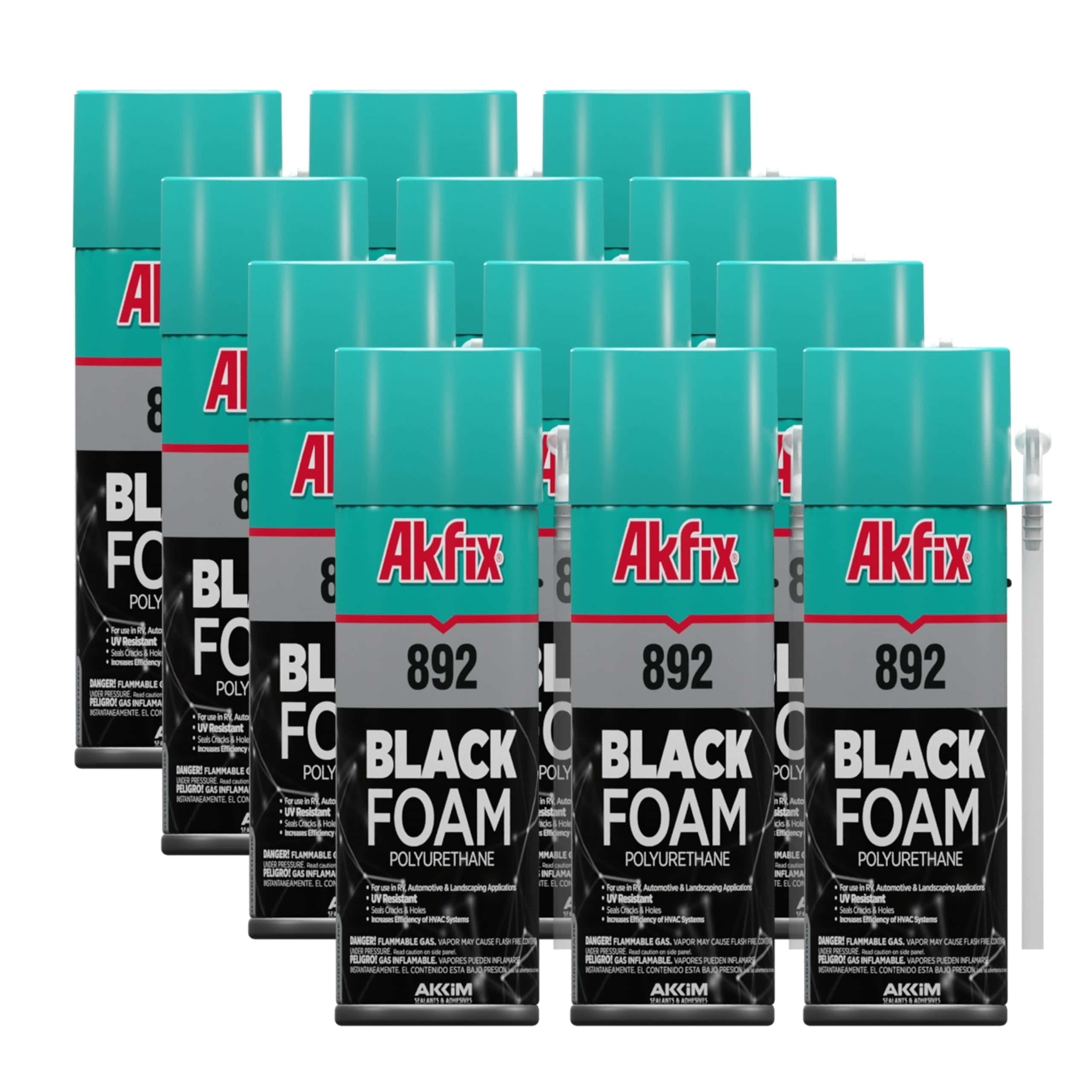 Akfix 892 Black Foam Sealant & Adhesive 12 oz -12 Pack - Walmart.com