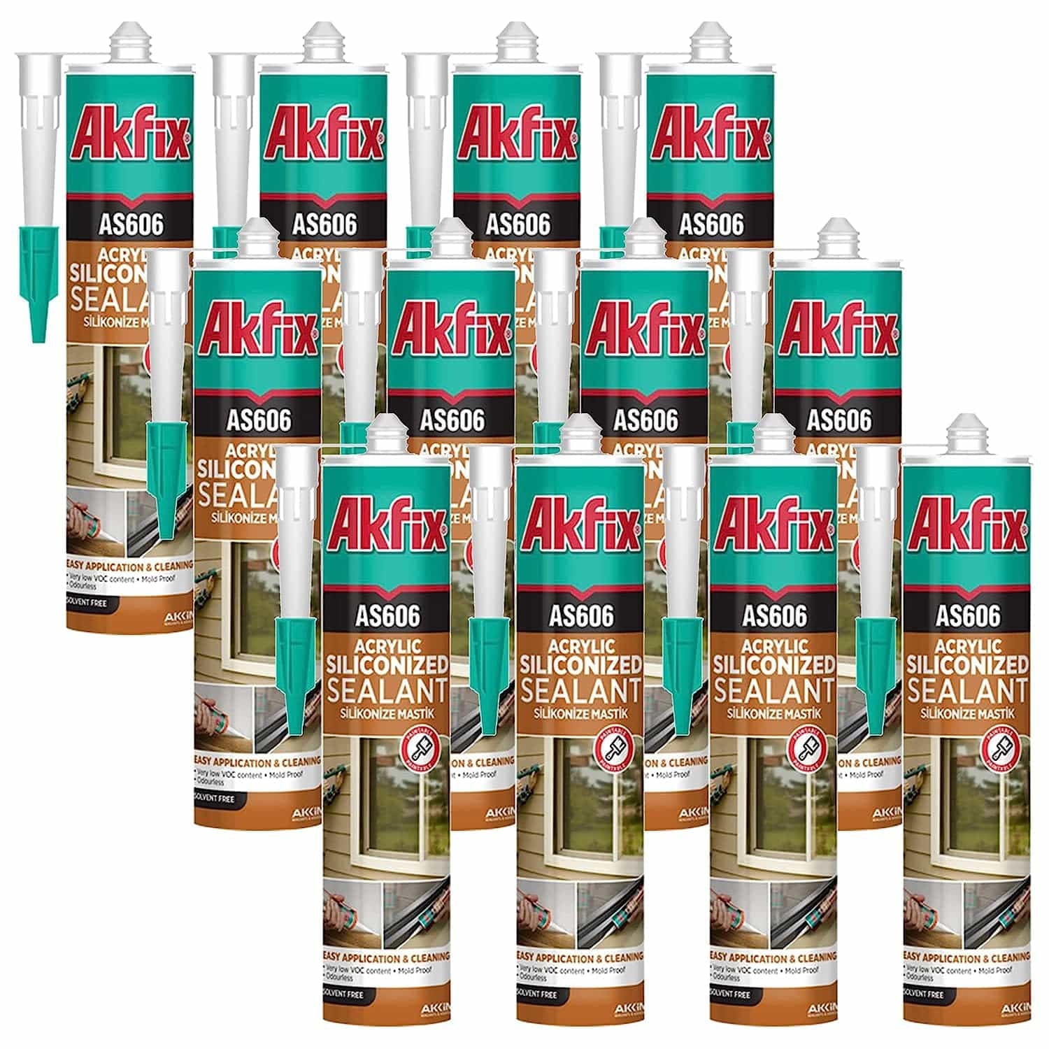 Akfix AS606 White Siliconized Acrylic Sealant 10.1 fl oz-12 Pack - Walmart.com