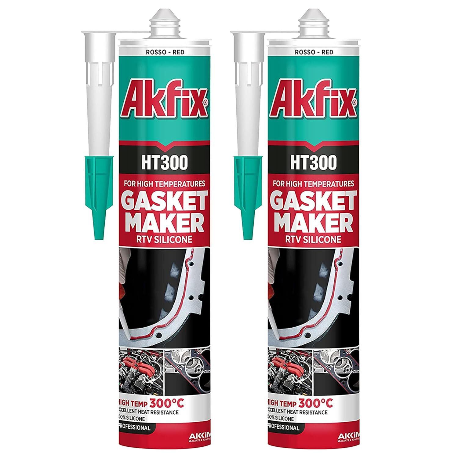 Akfix HT300 High Temp Silicone Gasket Maker, Red 10.1 fl oz-2 Pack ...