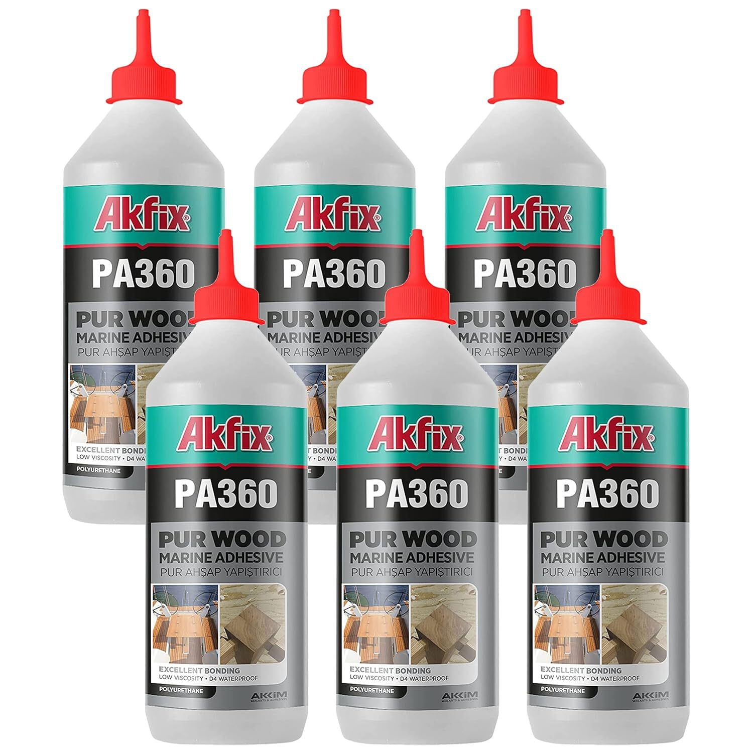 Akfix PA360 Waterproof Polyurethane Wood Marine Adhesive 15.4 fl oz-6 ...