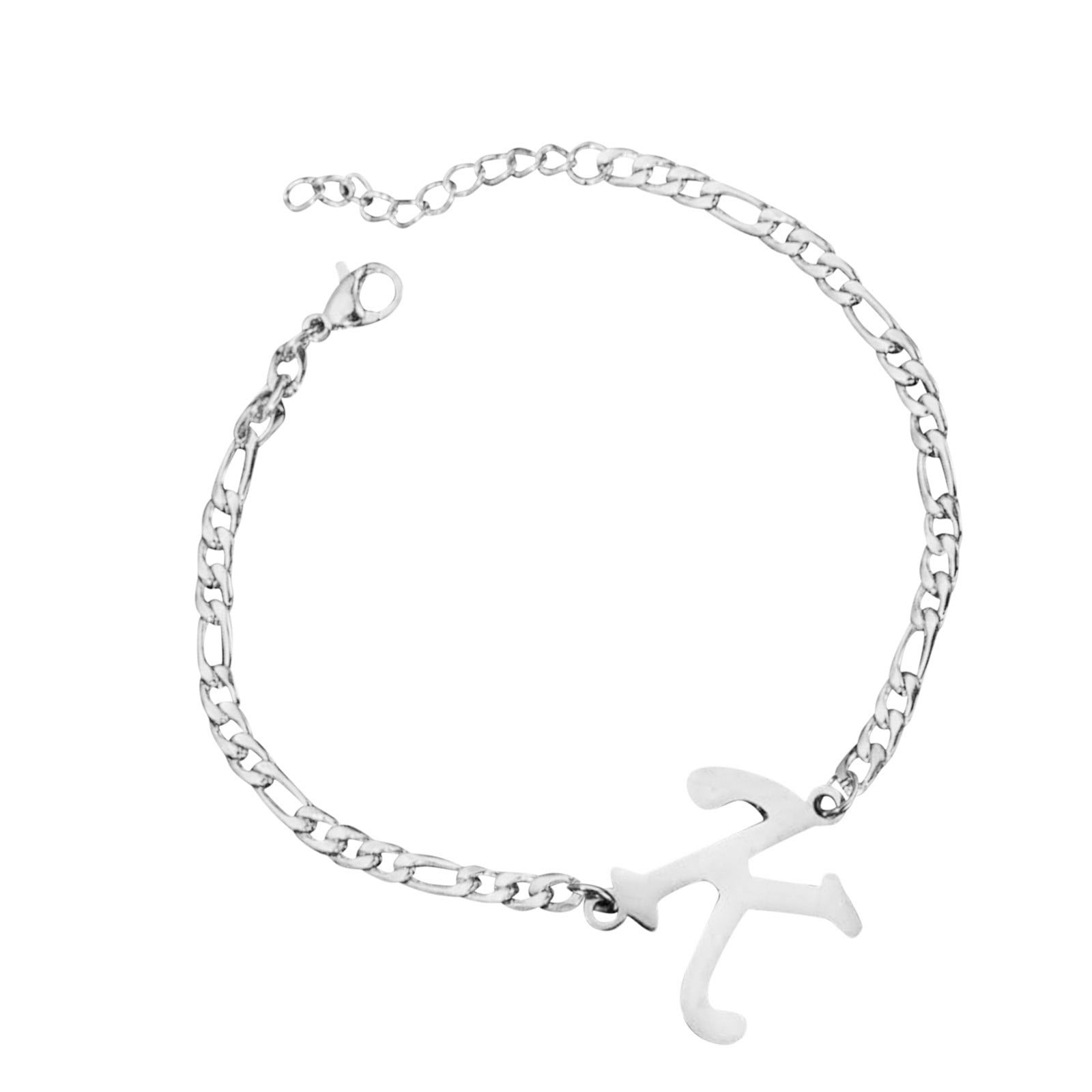 Akhfrdv Flash Deal!Personalized Initial Bracelet Silver Plated Titanium Steel Letter Bracelet ...