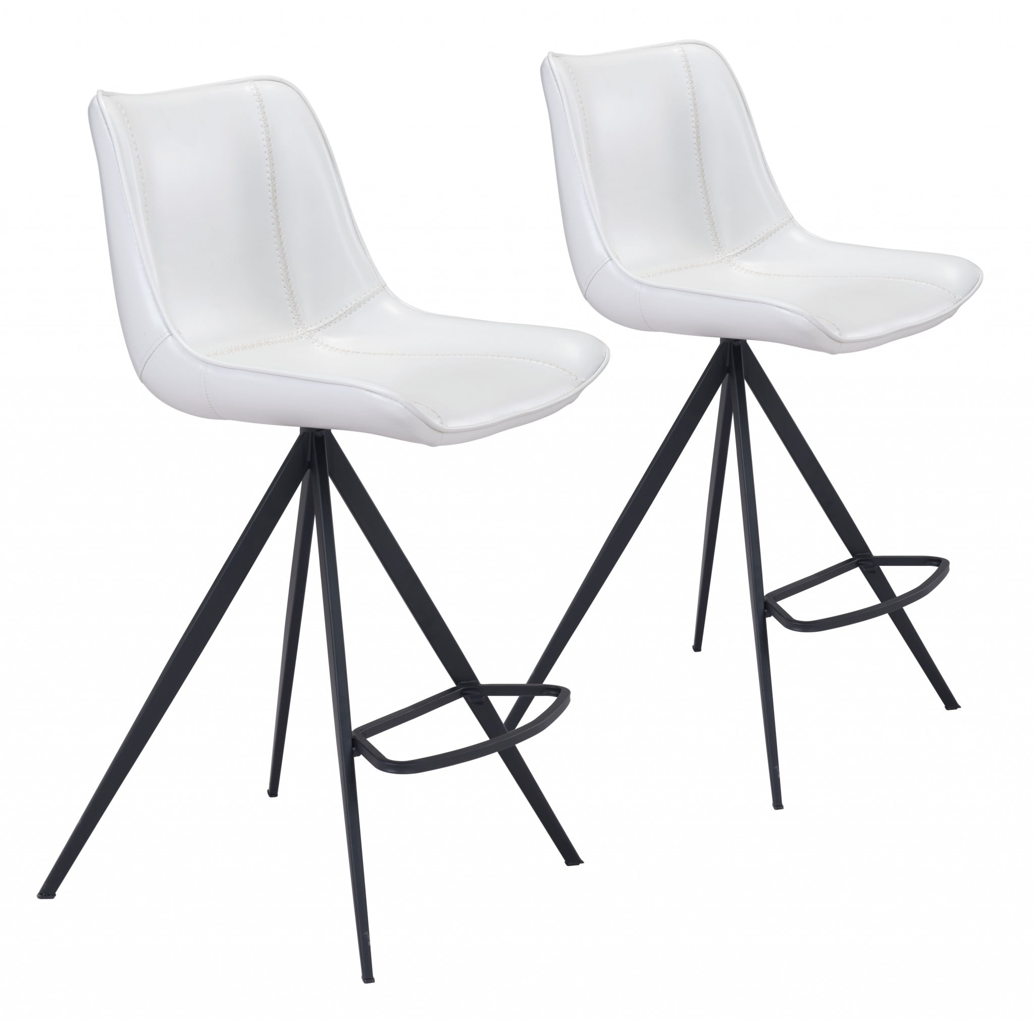 Aki Counter Chair (Set of 2) White & Black - Walmart.com