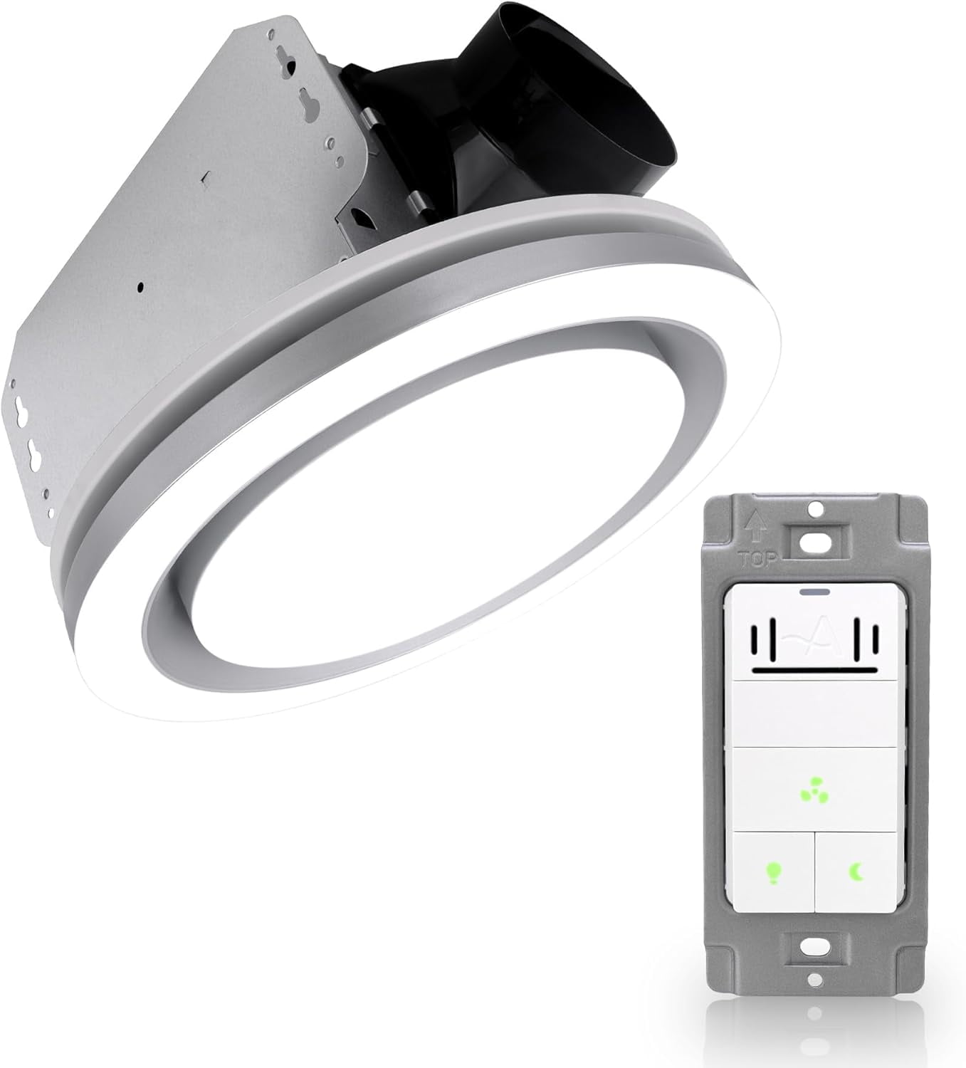 Akicon Exhaust Fan with Bathroom Light, 90 CFM, 1.5 Sones Bathroom Exhaust Fan with Switch, 15W ...