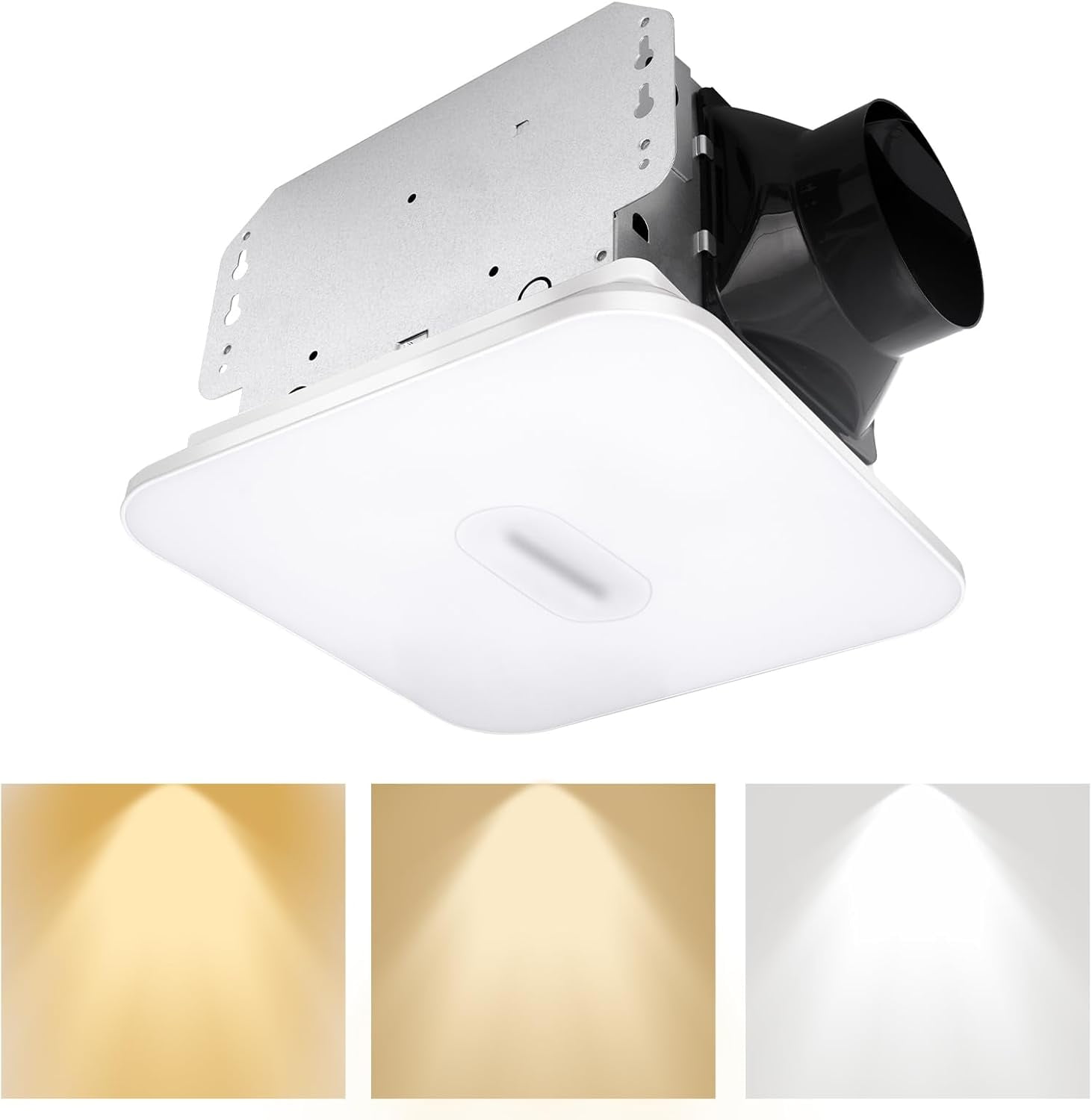 Akicon Exhaust Fan With Light, 15W Dimmable 3CCT LED and 5W Night Light for Bathroom Ceiling, 90 ...