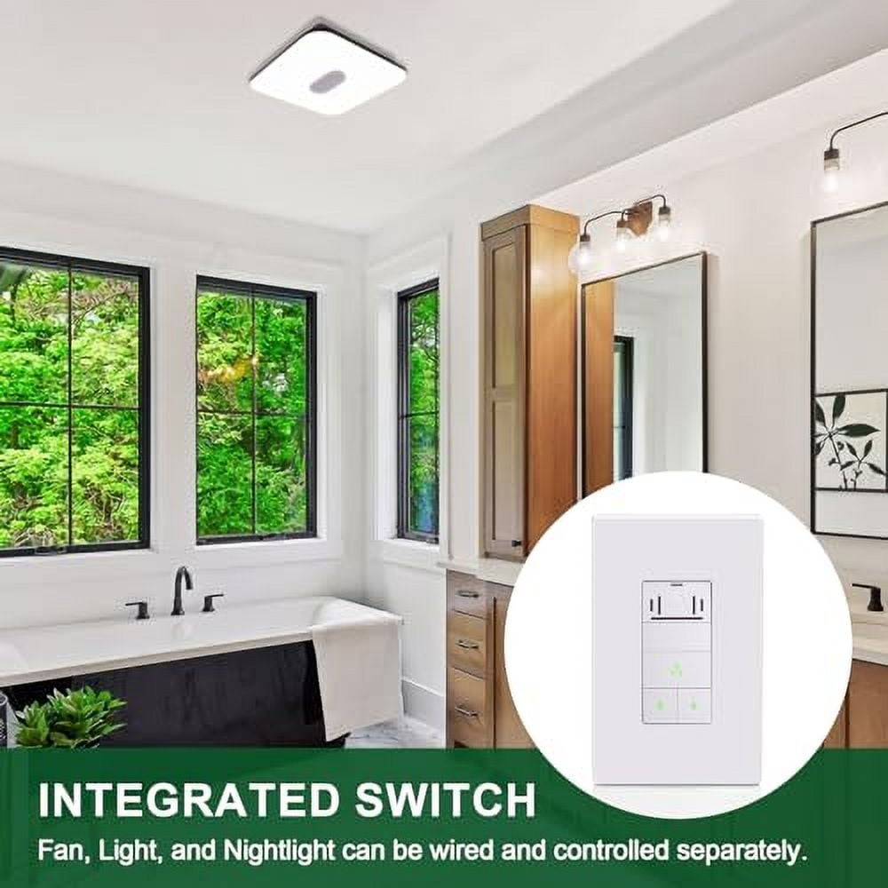 Akicon Humidity Sensor Switch for Bathroom Exhaust Fan with Light, LED ...