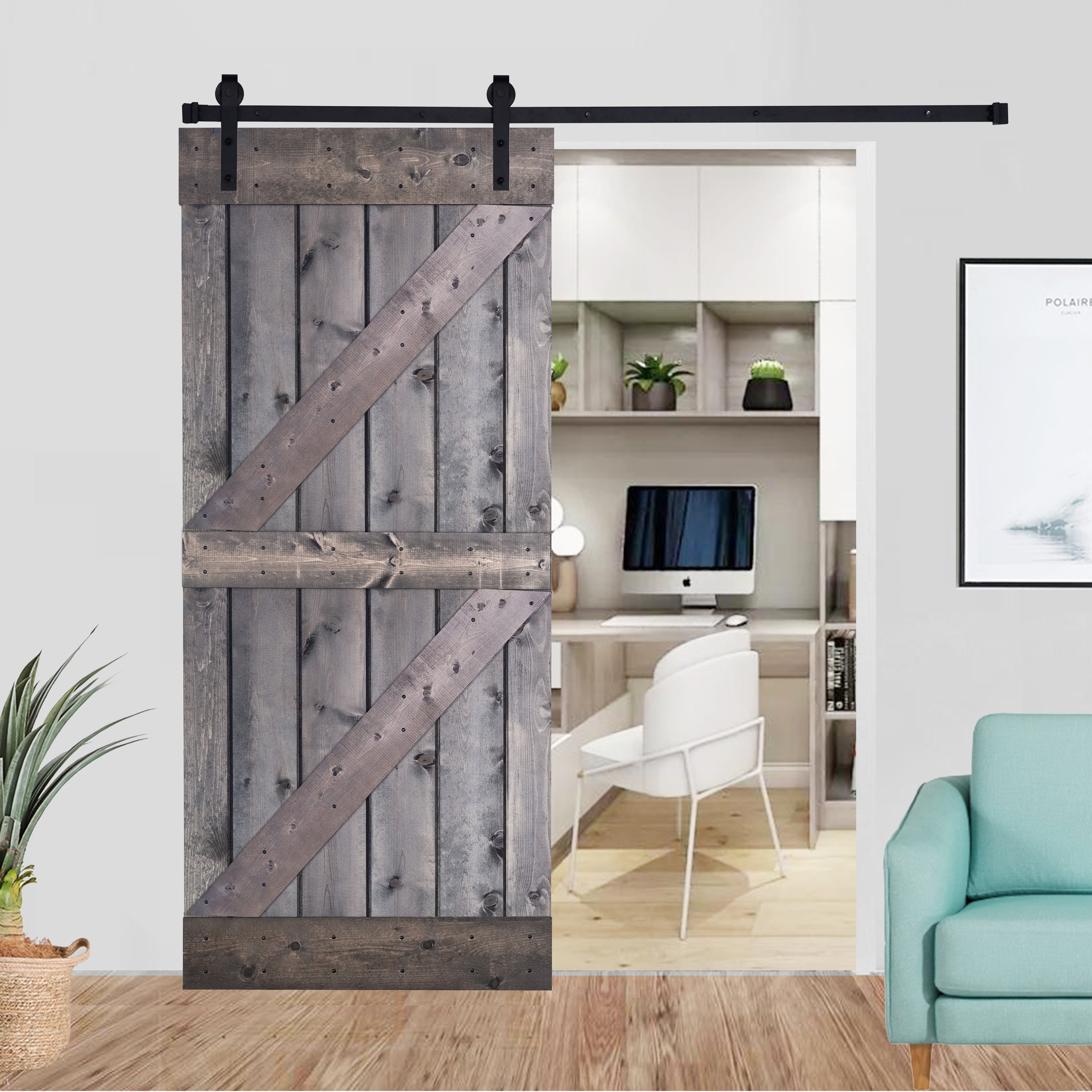 Akicon K4 Series Paneled Wood Barn Door with Installation Hardware Kit ...