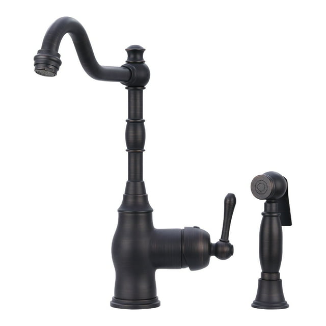 Akicon One-Handle Copper Widespread Kitchen Faucet with Side Sprayer ...