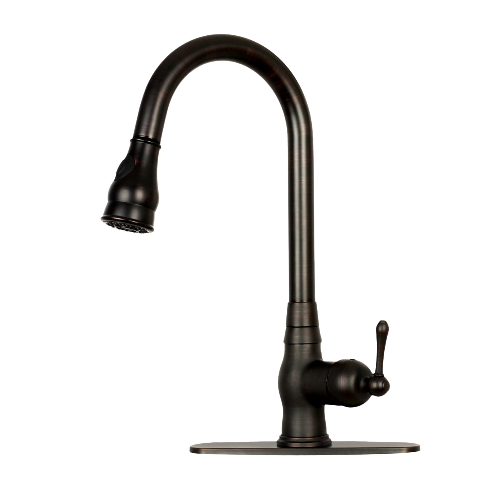Akicon Pull Out Kitchen Faucet with Deck Plate, Single Level Solid ...