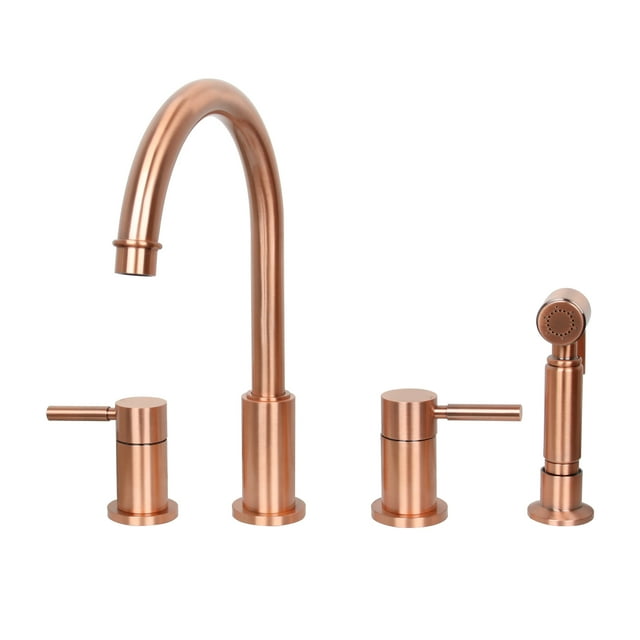 Akicon Two-Handles Copper Widespread Kitchen Faucet with Side Sprayer ...