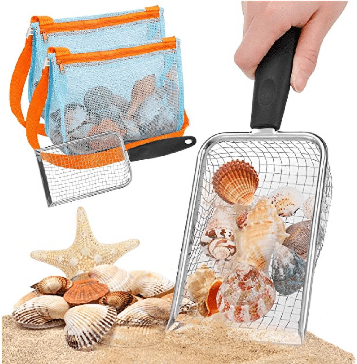 Akidoys 2 Sets Beach Mesh Shovel with Sea Shell Bag- Sand Sifter for ...