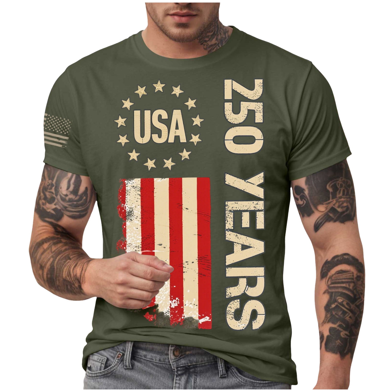Akiihool America 250 Gear Mens Big and Tall Shirts Short Sleeve Crew ...