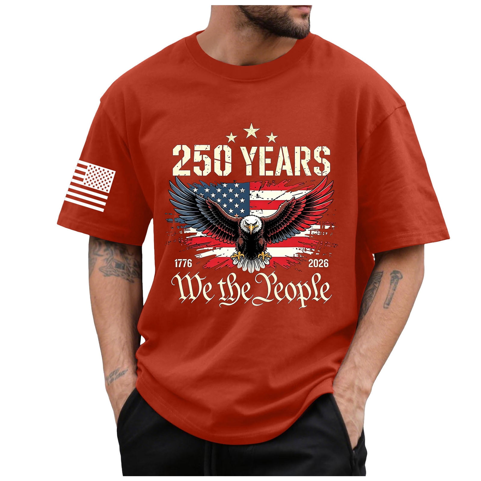 Akiihool America 250 Shirts Men's T Shirt Short Sleeve Cotton Blend T ...