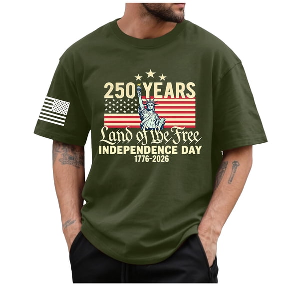 Akiihool Americas 250th Men's T-Shirts Short Sleeve Crew Neck T Shirts ...