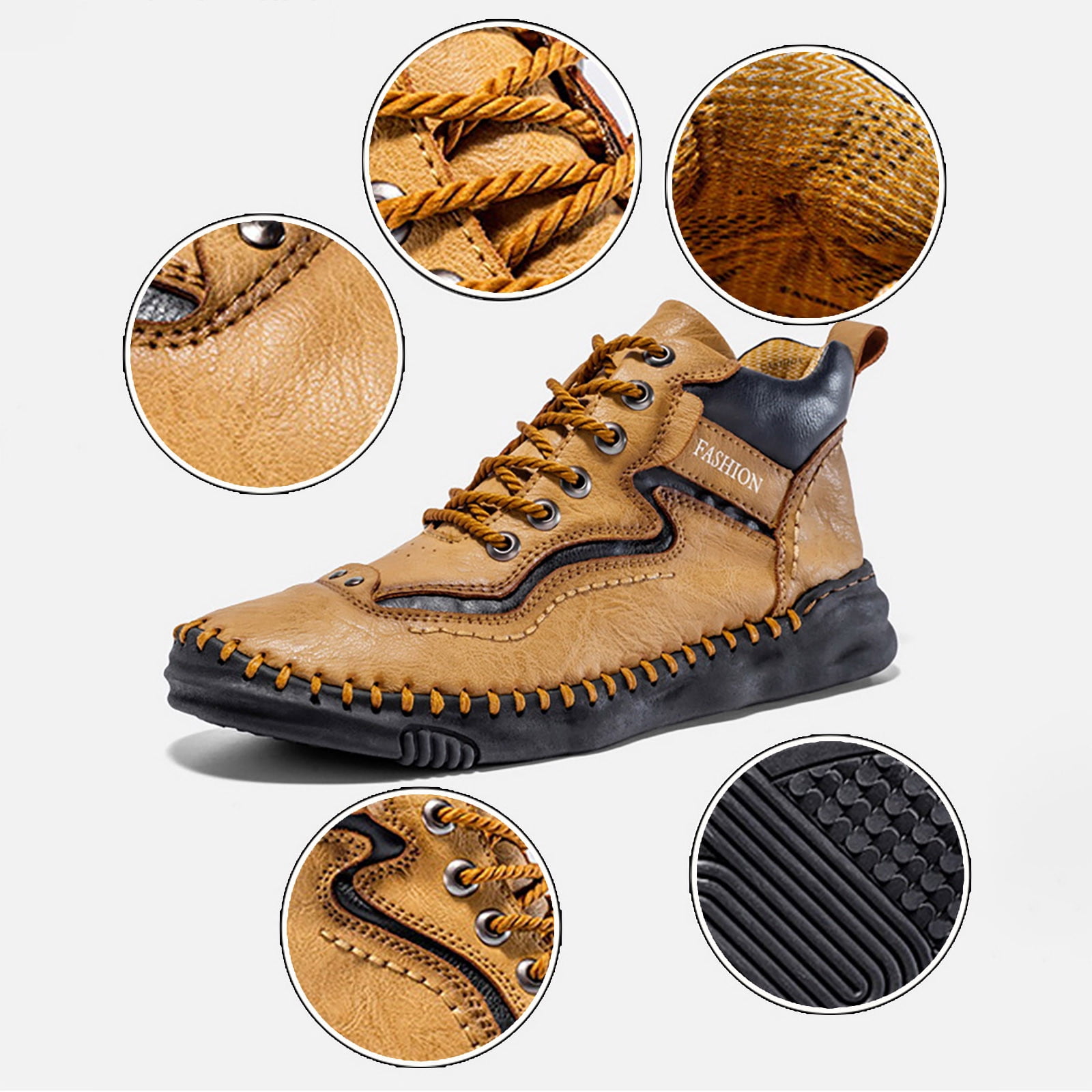 Akiihool Boots for Men Men's Low Heel Ankle Boots Stacked Mid Heel ...