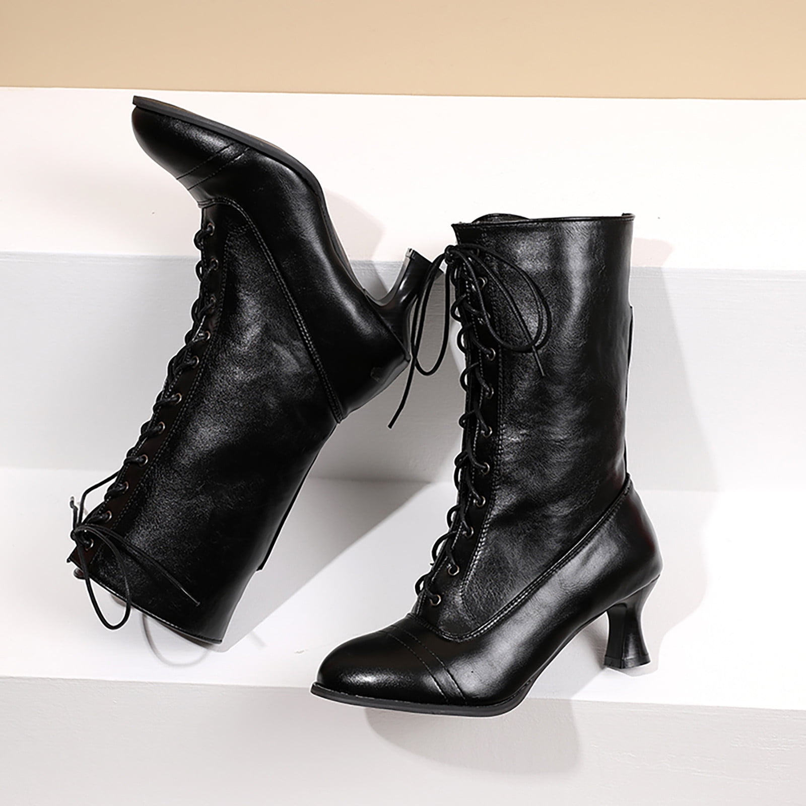 Akiihool Boots for Women Women's Ankle Bootie High Heel Pull On Western ...