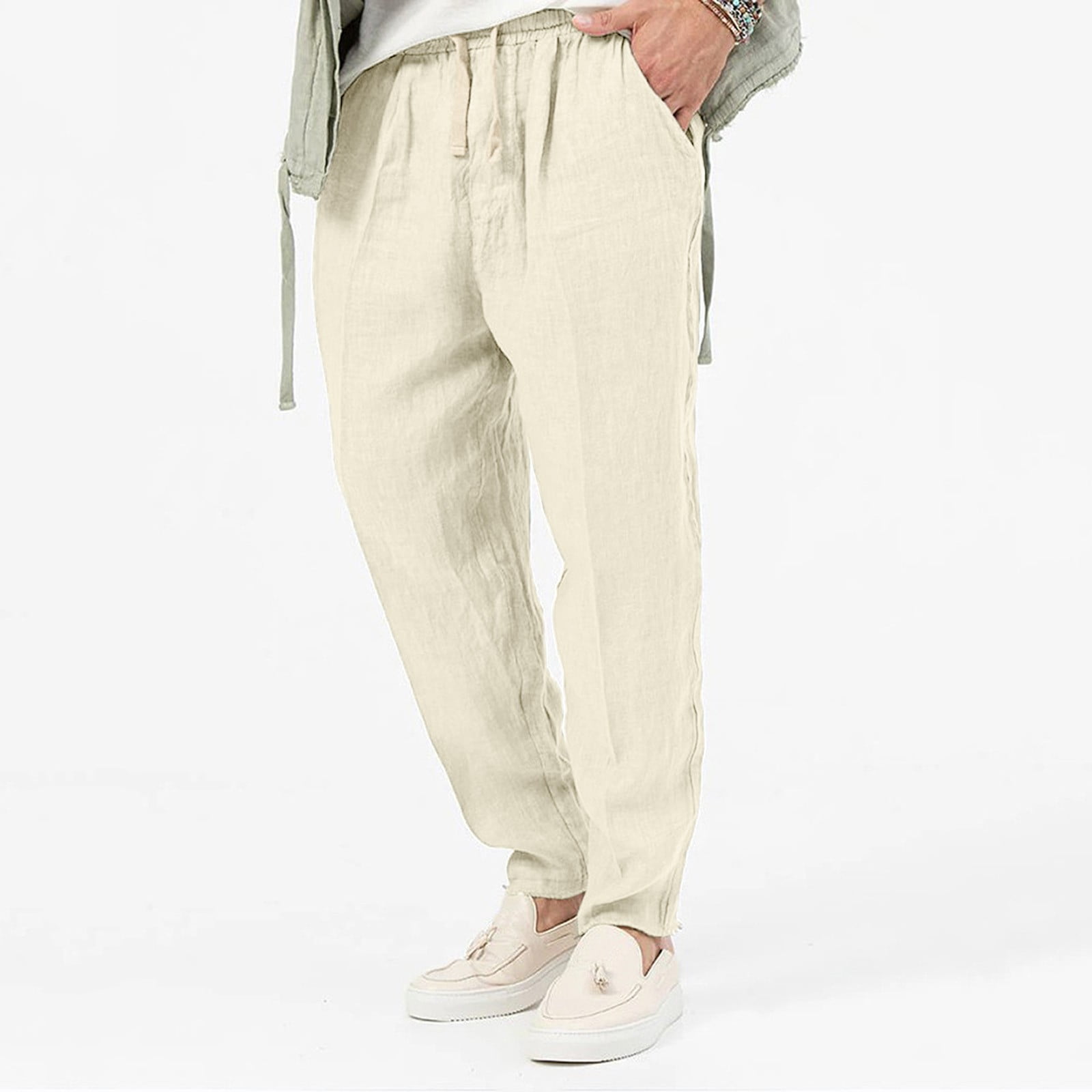 Akiihool Casual Pants Men Relaxed Mens Drawstring Pants Casual Winter