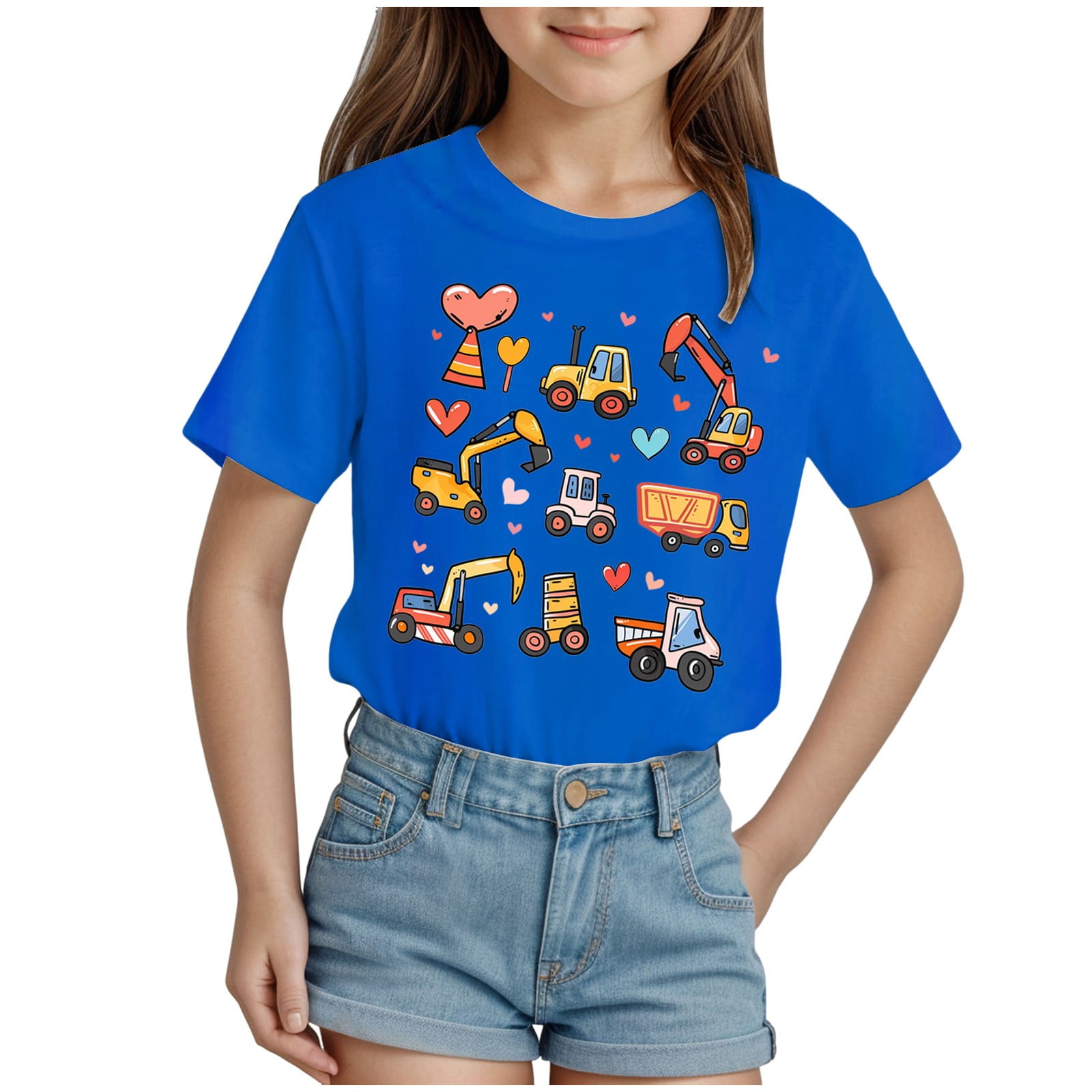 Akiihool Children's Everyday Shirts Girls' Casual Tees Breathable Kids Fashion (Dark Blue,13-14 ...
