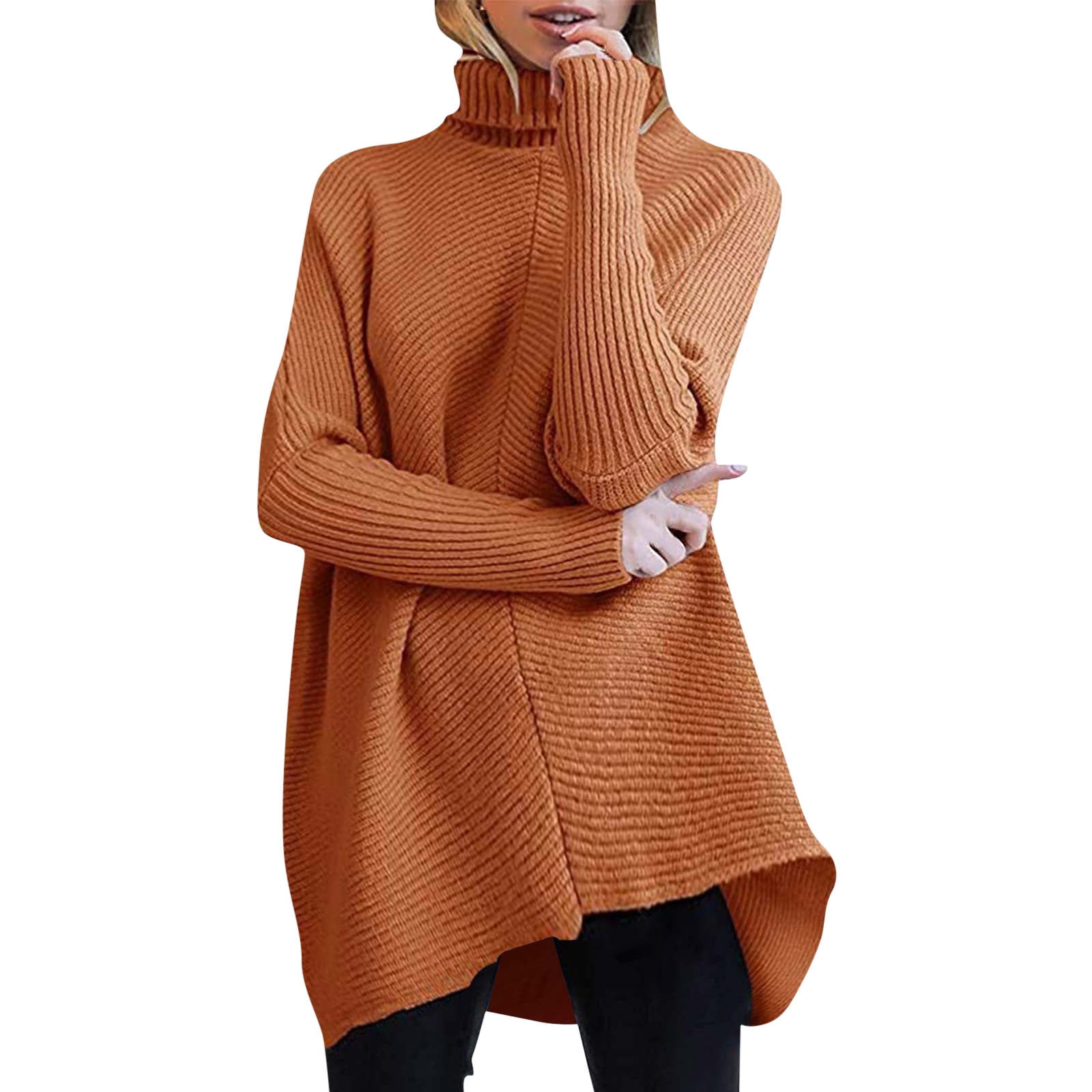 Akiihool Fall Sweaters for Women Plus Size Women's Turtleneck Sweater ...