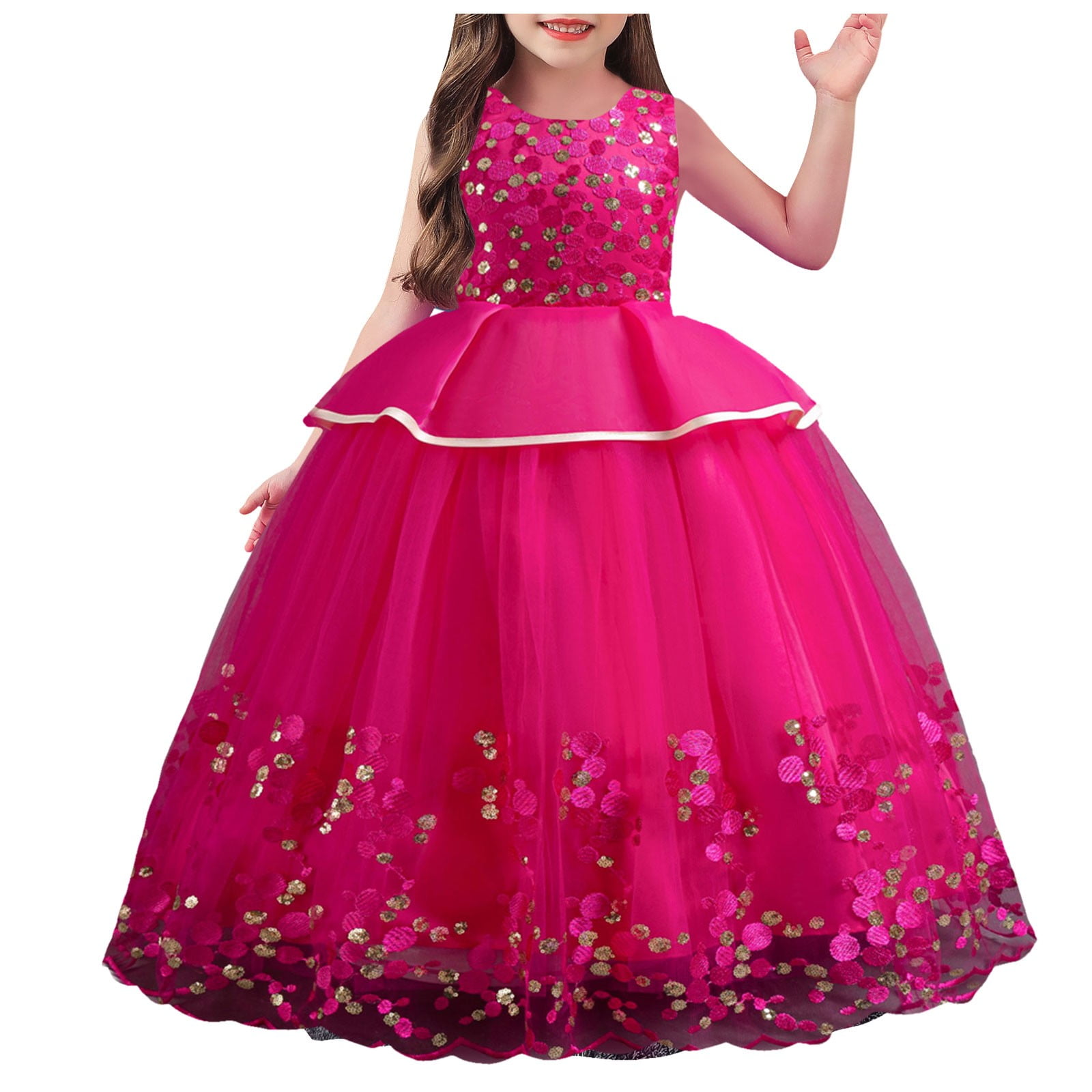 Akiihool Flower Girls Dresses Kids Toddler Girls Solid Spring Winter ...