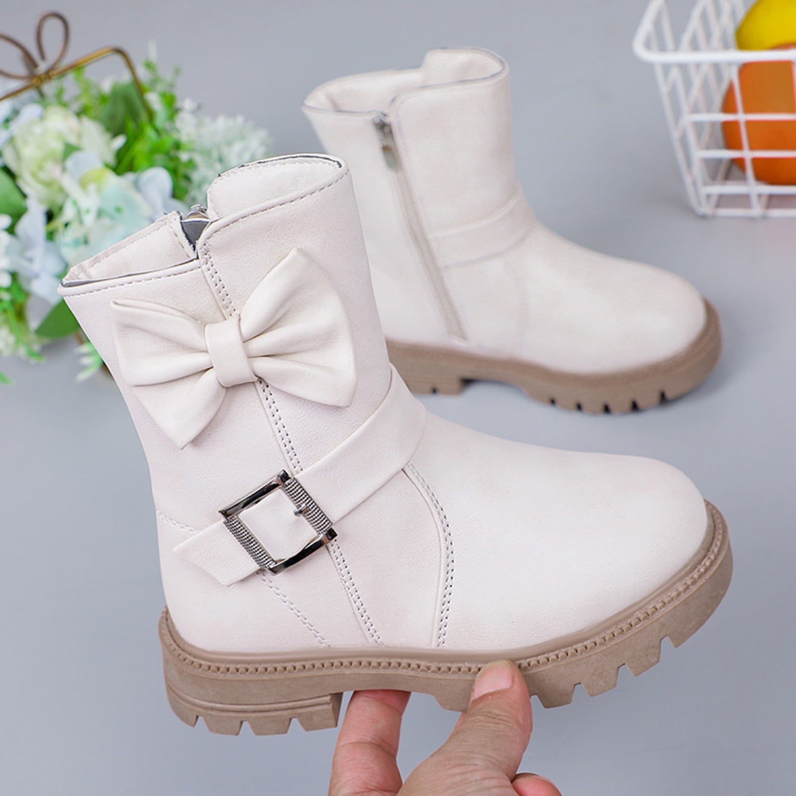 Akiihool Girls Boots Baby Boy Girl Boots Shoes Leather Unisex First ...