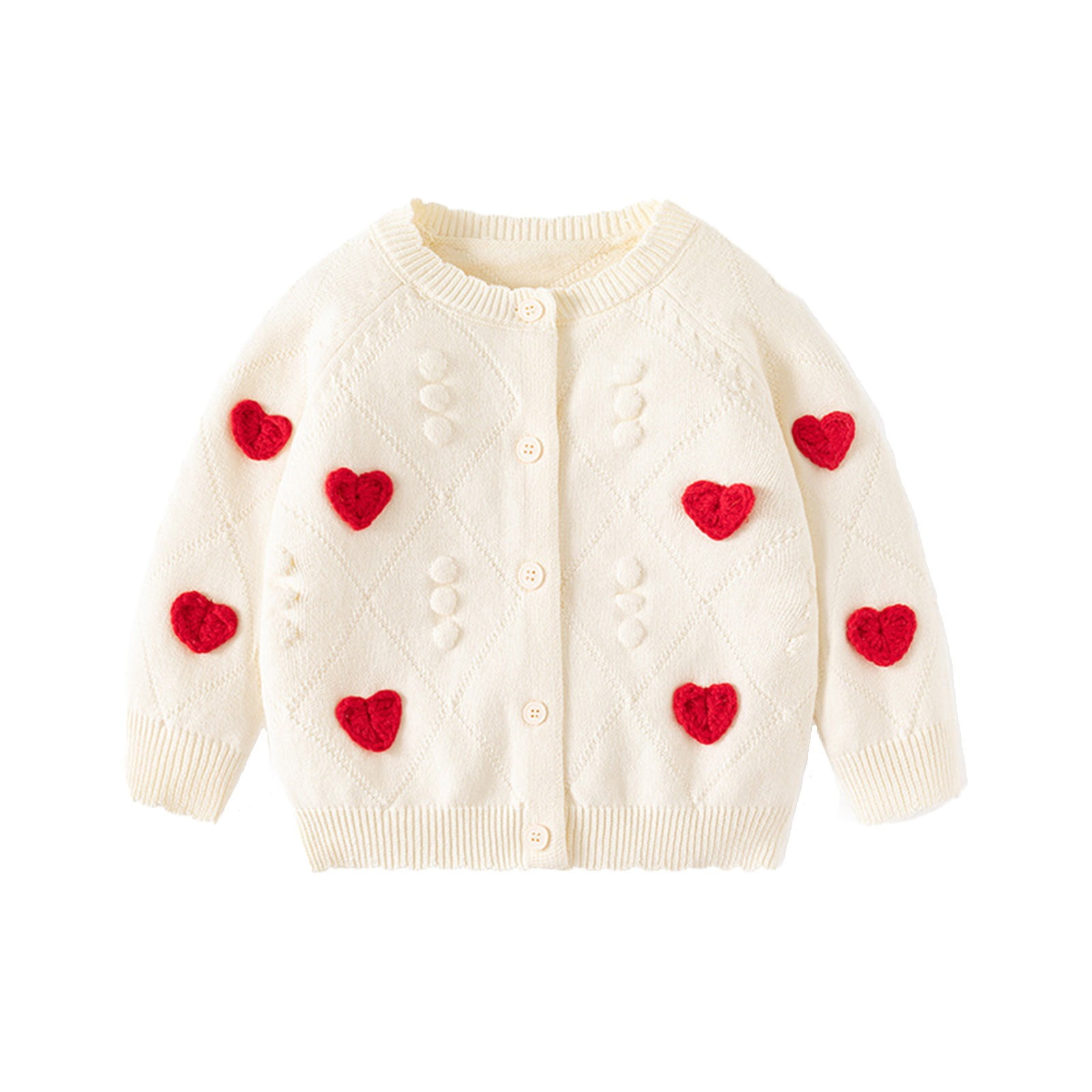 Akiihool Girls' Cardigans Girl's Cute Heart Knitted Sweaters Open Front ...