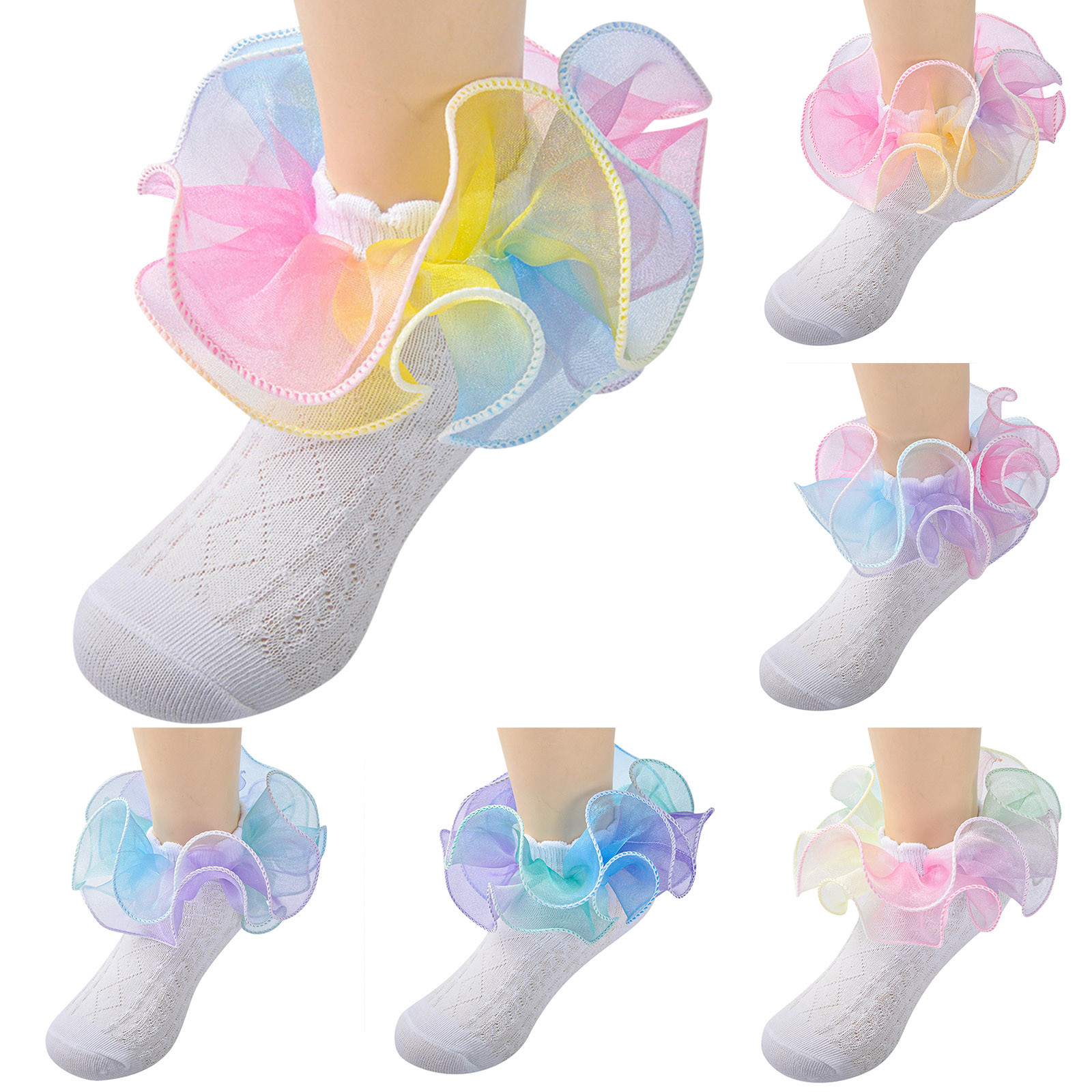 Akiihool Girls' Socks Girls and Toddlers' Ankle Socks Ruffle Design ...