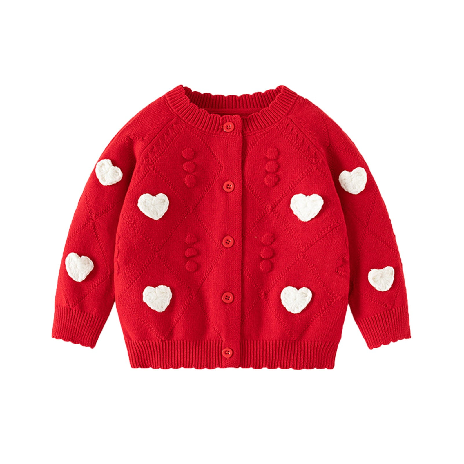 Akiihool Girls Sweaters Girl's Cute Heart Knitted Sweaters Open Front ...