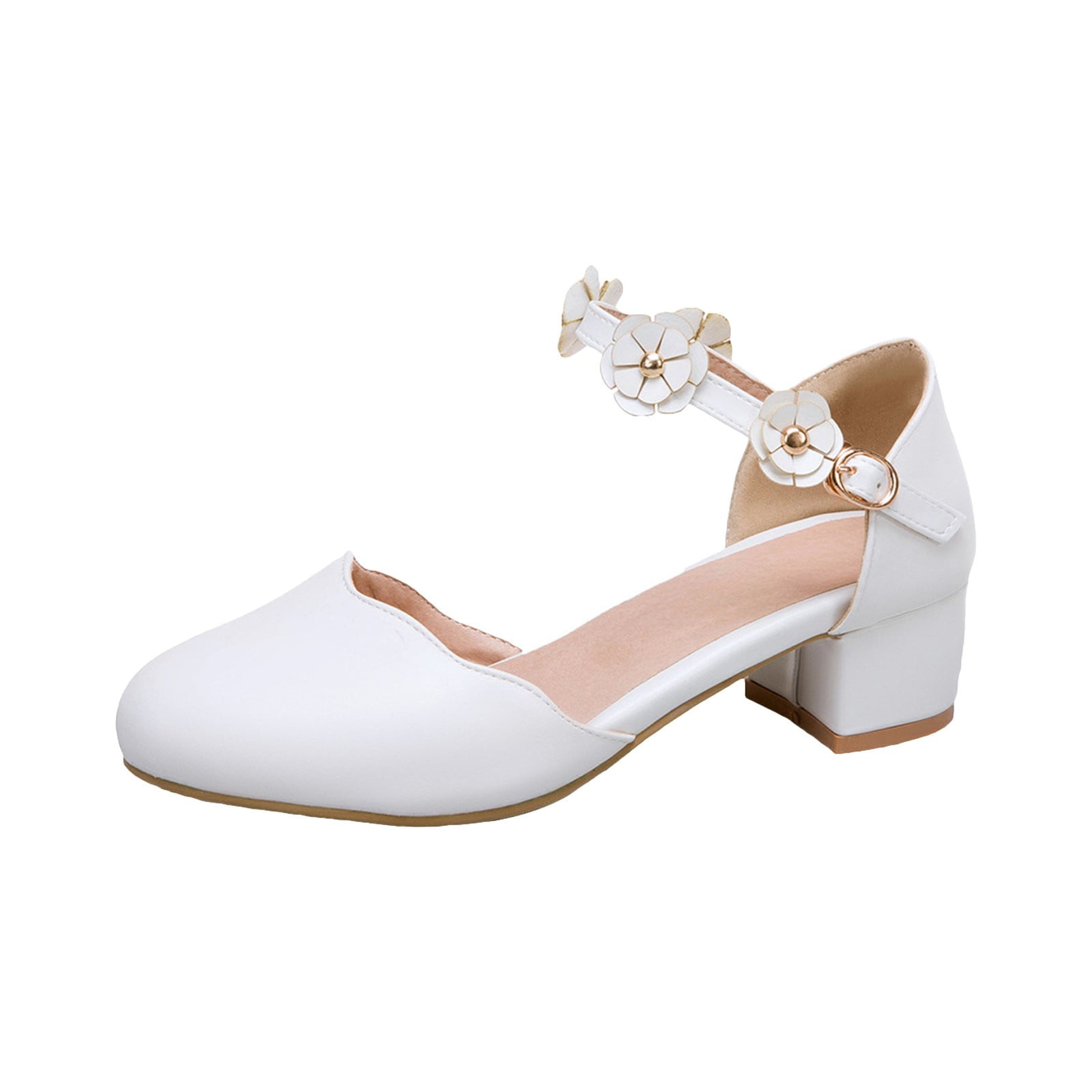Akiihool High Heels for Girls Girls Sandals Closed Toe Dress Low Heels ...