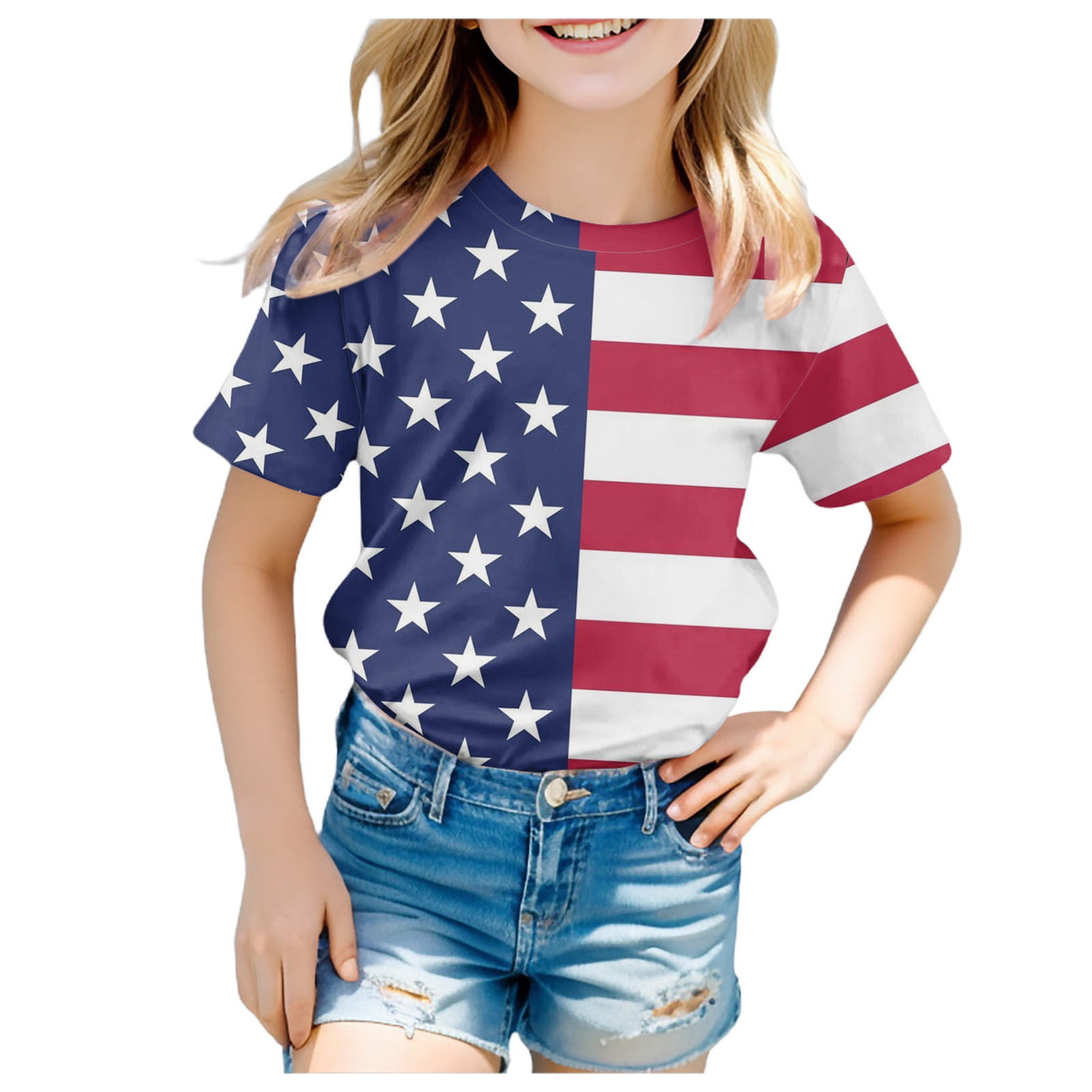 Akiihool July 4th Outfits for Girls Kids USA Shirt for Girls 4th of ...