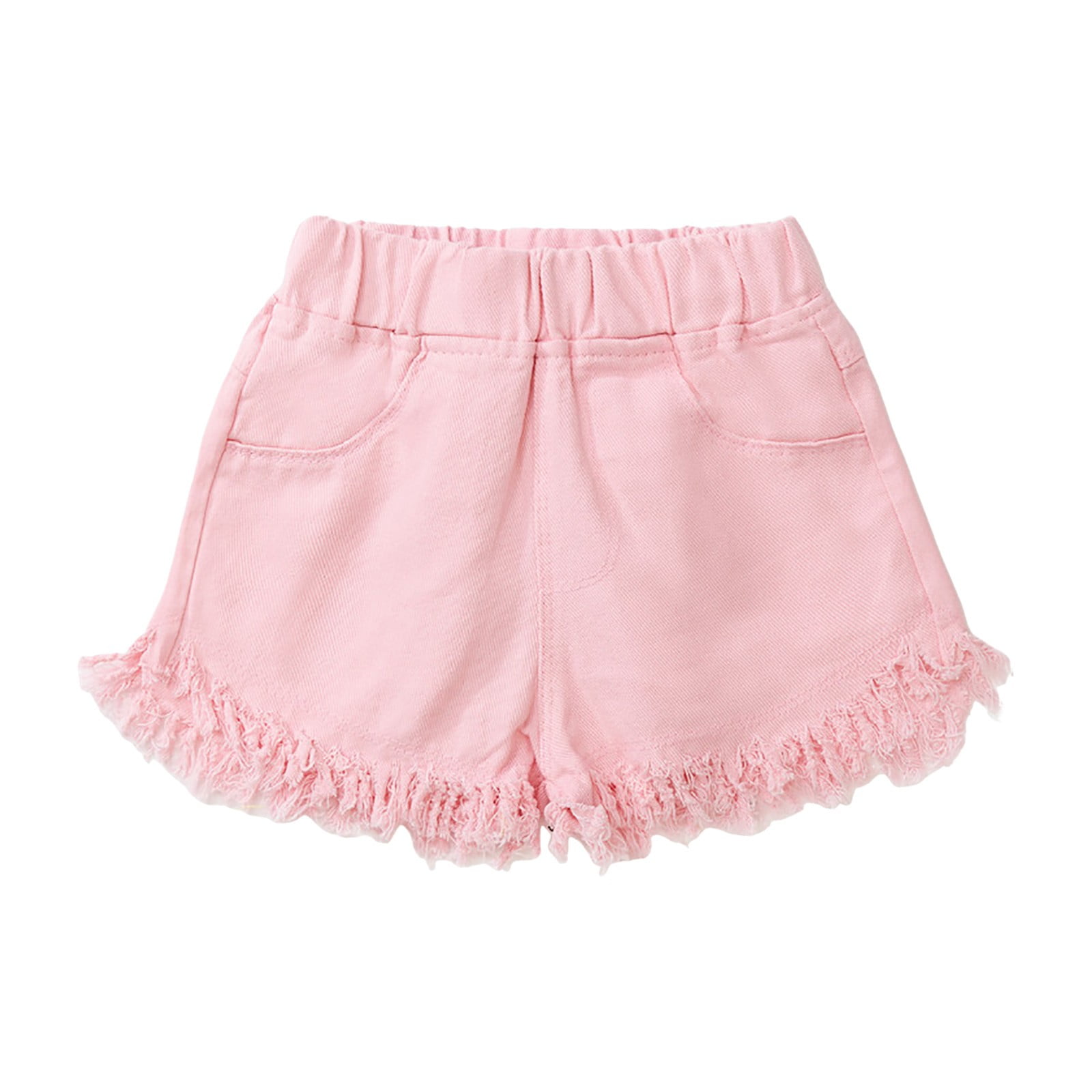 Akiihool Little Girls Jean Shorts Girls' Denim Shortie Shorts (Pink,7-8 ...