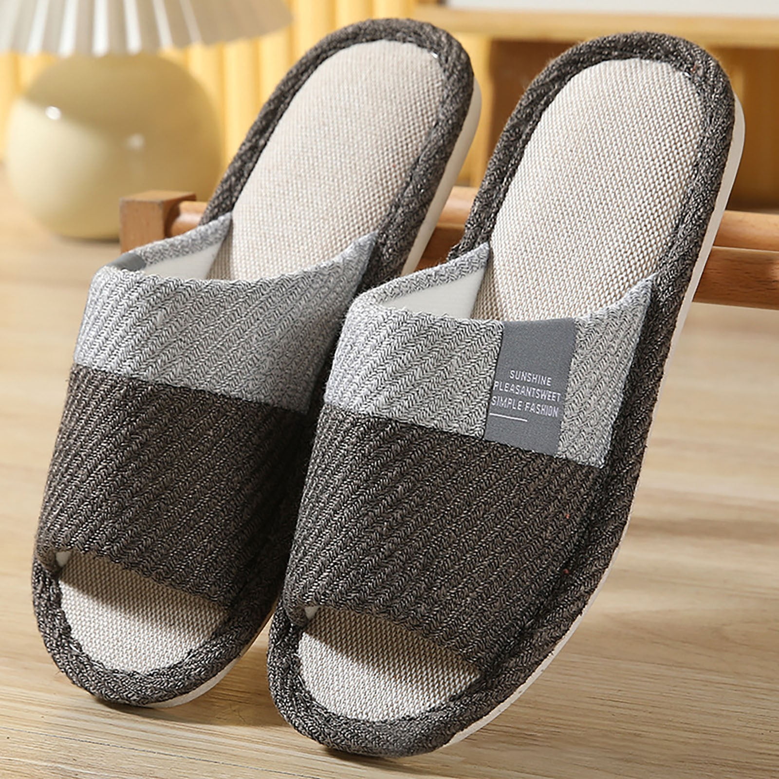 Akiihool Men House Slippers Mens Open Toe House Slippers Soft Indoor ...