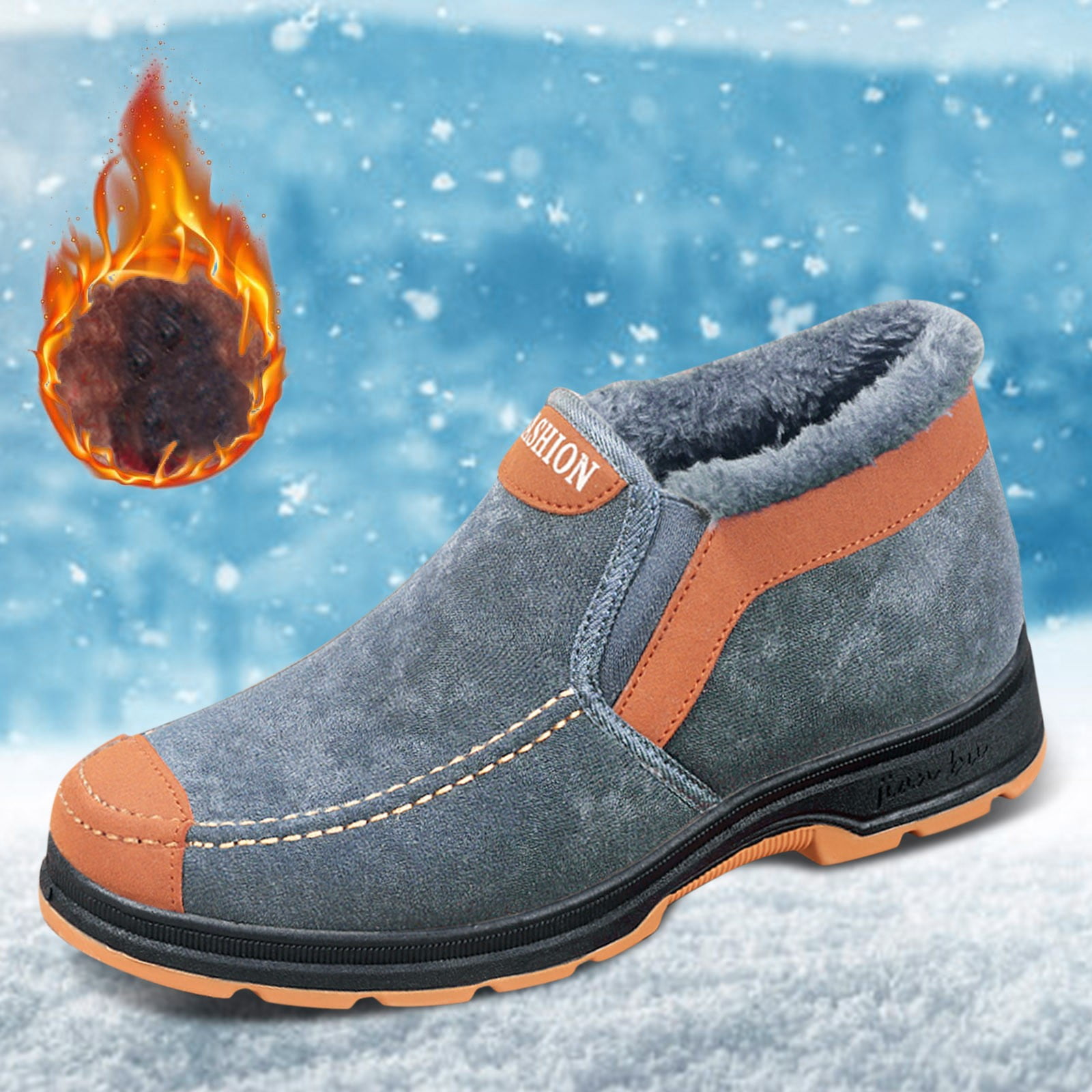 Akiihool Men's Snow Boots Wide Men's Winter Boots Outdoor Anti-Slip ...