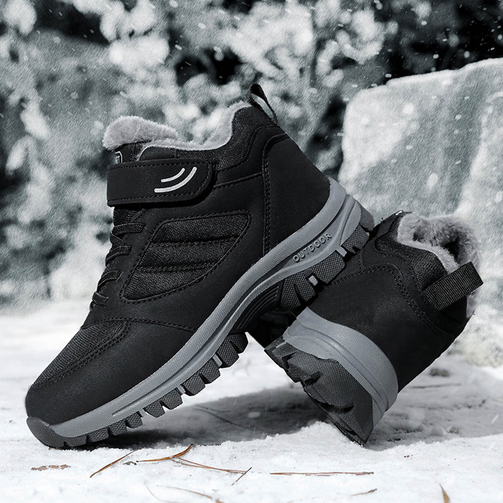 Akiihool Men's Snow Boots Wide Mens Lightweight Hiking Boots Mid Ankle ...