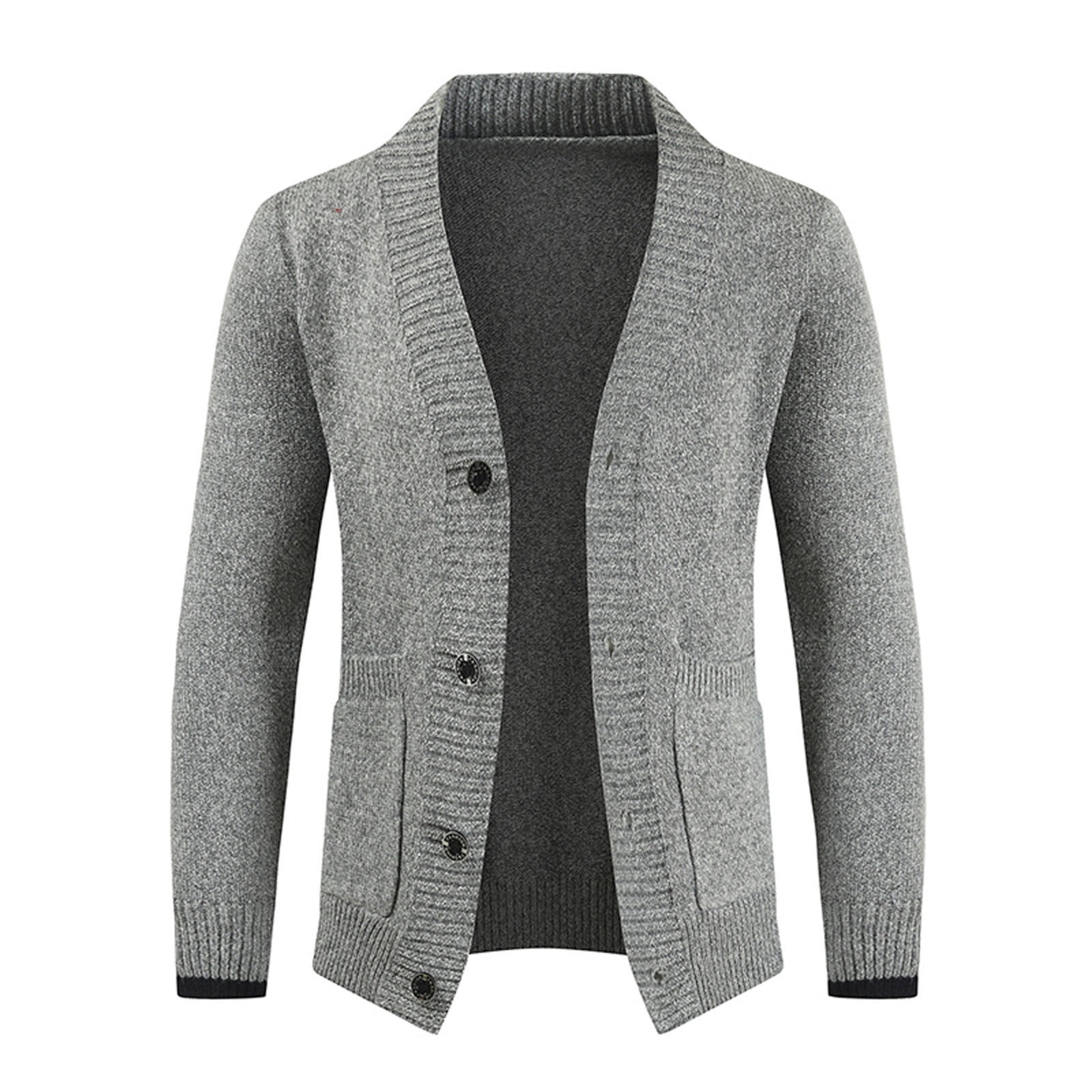 Akiihool Mens Cardigan Men's Ruffle Shawl Collar Cardigan Long Sleeve ...