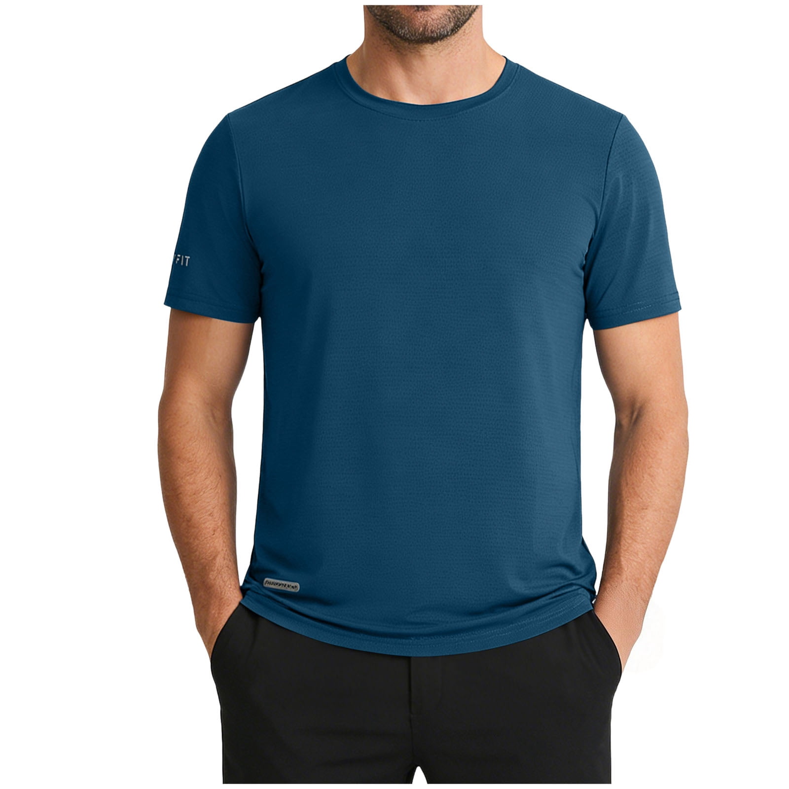 Akiihool Mens Knitted Shirt Mens T-Shirts Short Sleeve Cotton Crew Neck ...