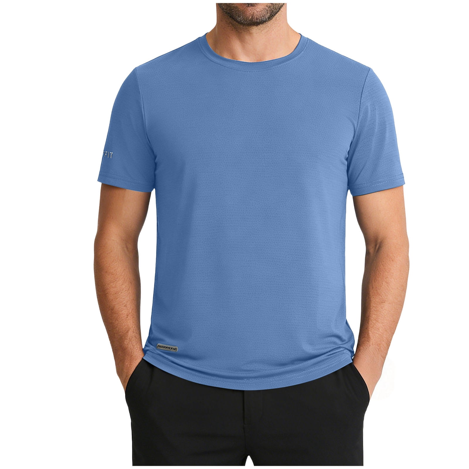 Akiihool Mens Knitted Shirt Mens T-Shirts Short Sleeve Cotton Crew Neck ...