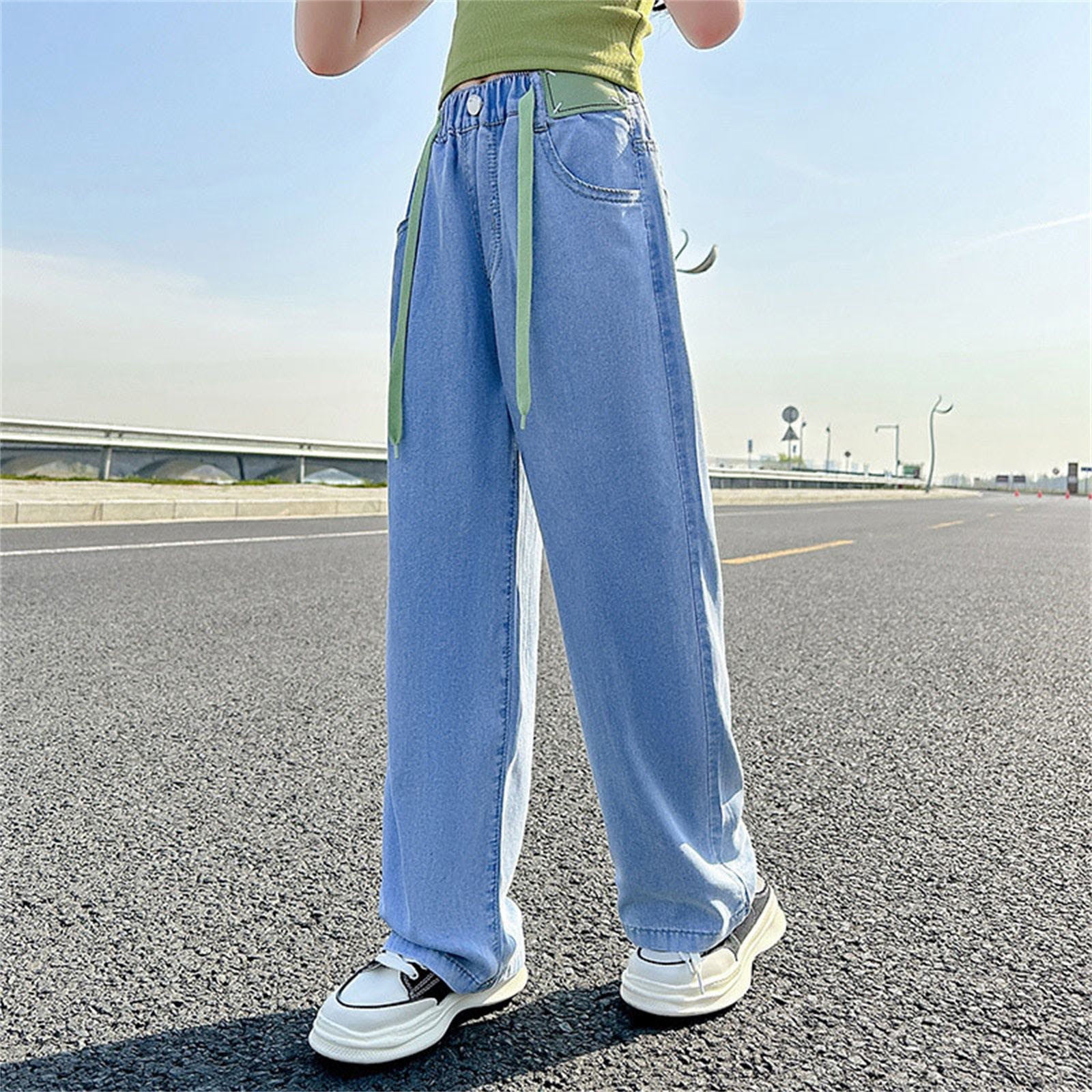 Akiihool Girls Cargo Pants, Slim Fit, Drawstring Elastic Waist, Soft ...